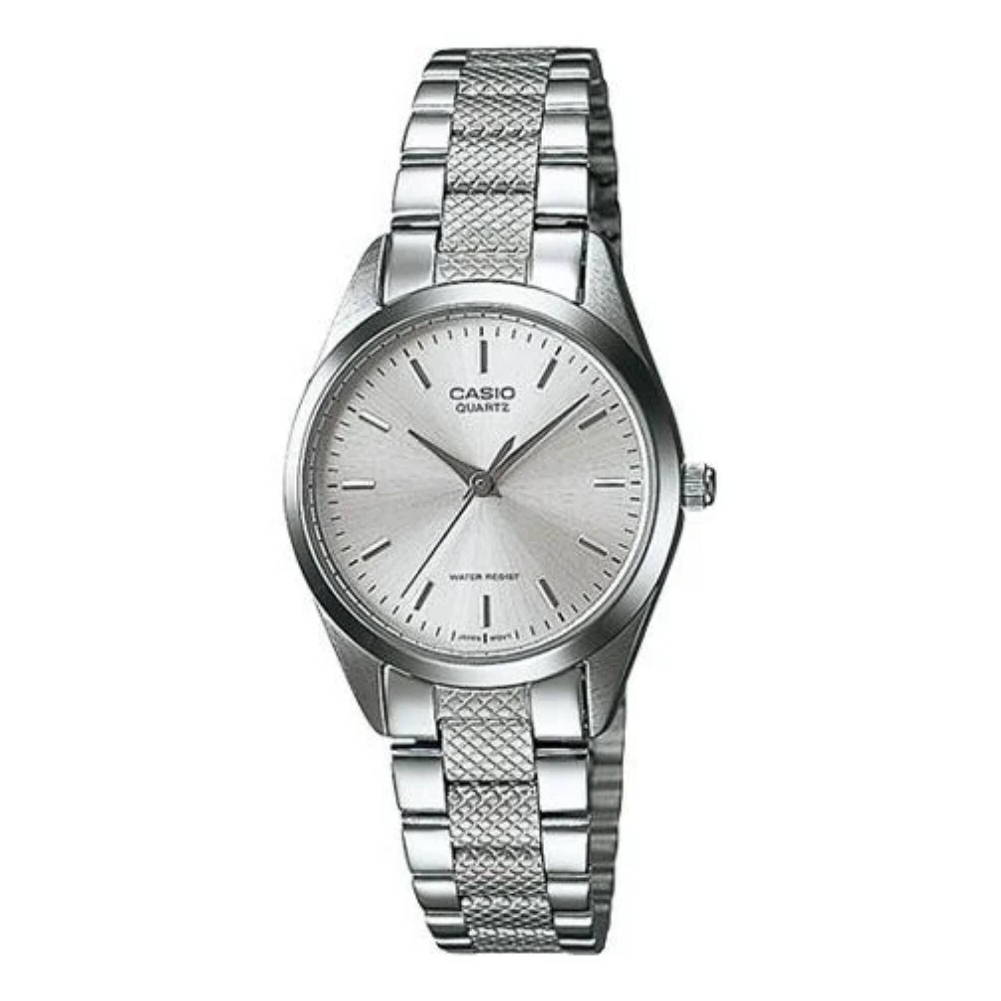 Casio Women’s Classic Dial Watch with Textured Stainless Steel Bracelet ...