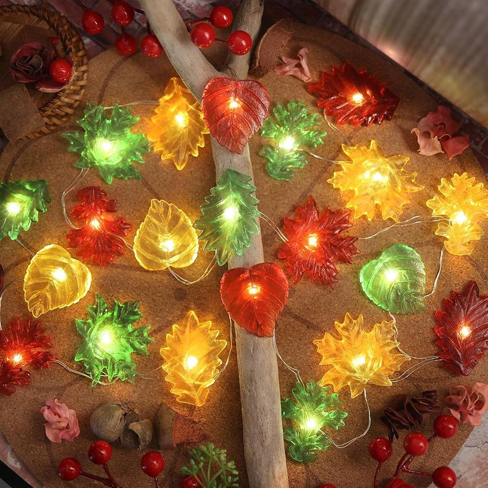 Schertz Christmas Fairy Lights, Fall Leaf String Lights, 14 foot, 40 ...