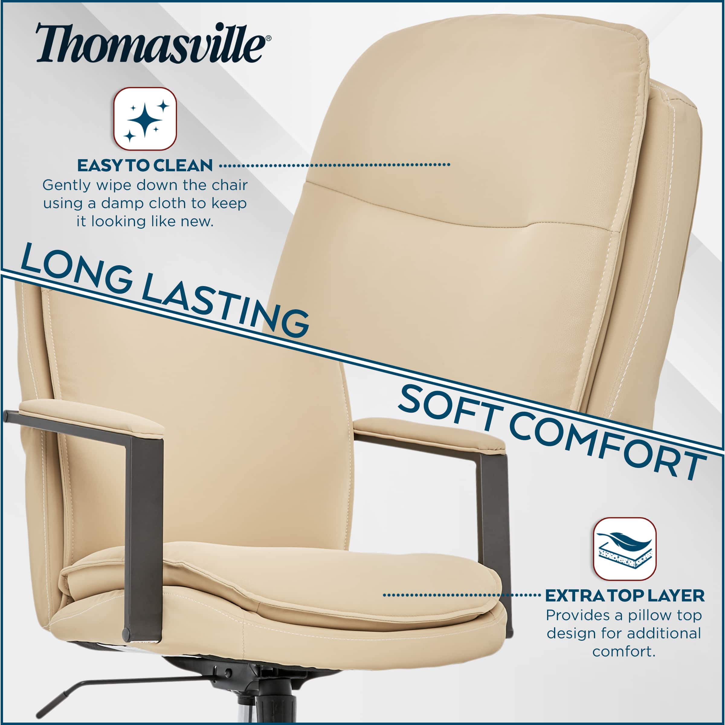 Customer Reviews: Thomasville Upton Bonded Leather Office Chair Cream ...