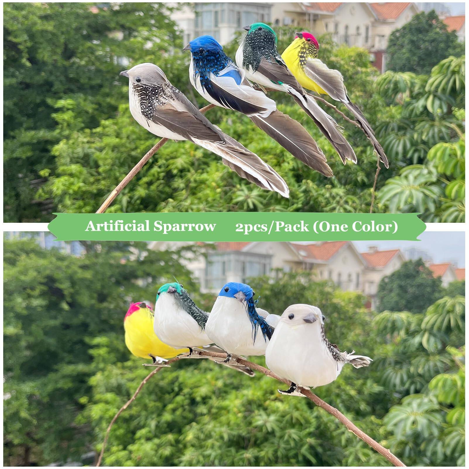 Paradigms Interiors Artificial Feathered Birds Clip On Sparrow Bird ...