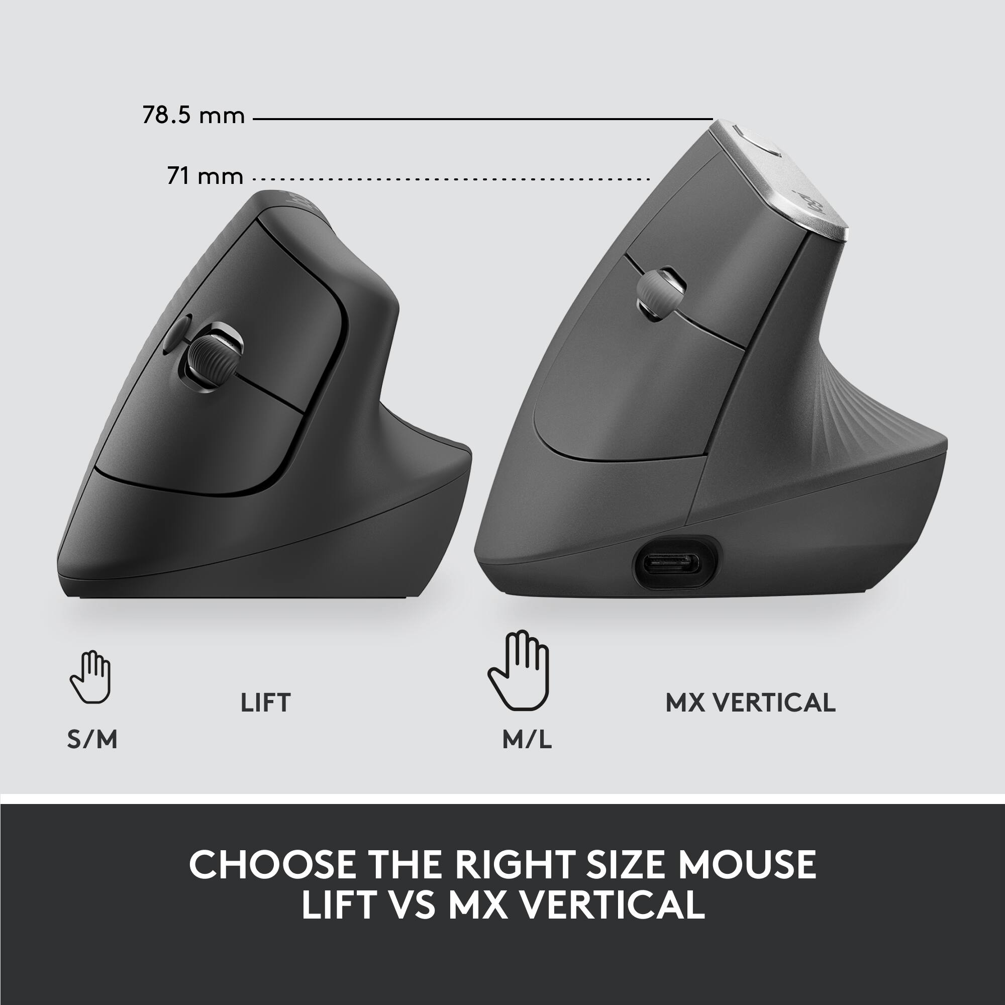Logitech Lift for Business Vertical Ergonomic Mouse Wireless Graphite ...