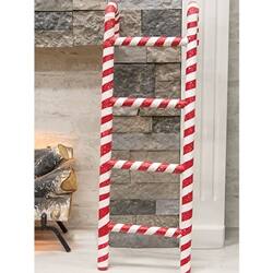 BreeBe Distressed Paper Mache Candy Cane Stripe Ladder 29"H Red, White ...