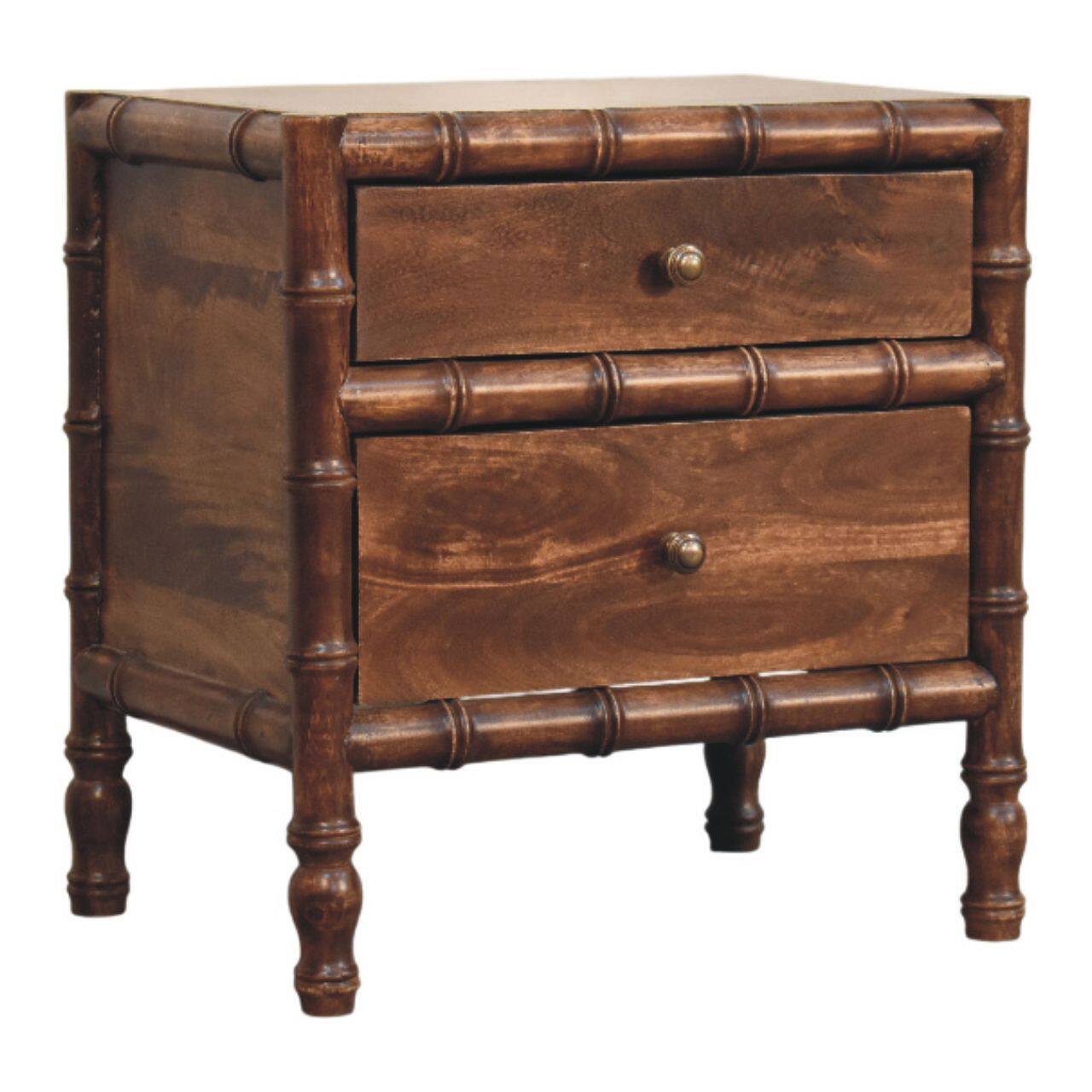 Artisan Furniture Solid Wood Bamboo Frame Nightstand in Roasted Almond ...