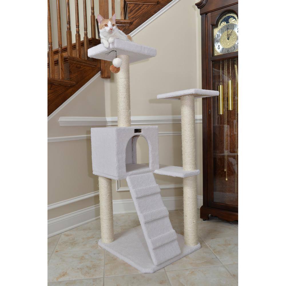 Armarkat Ivory Fleece Covered 53 High Real Wood Cat Tree Beige - Best Buy