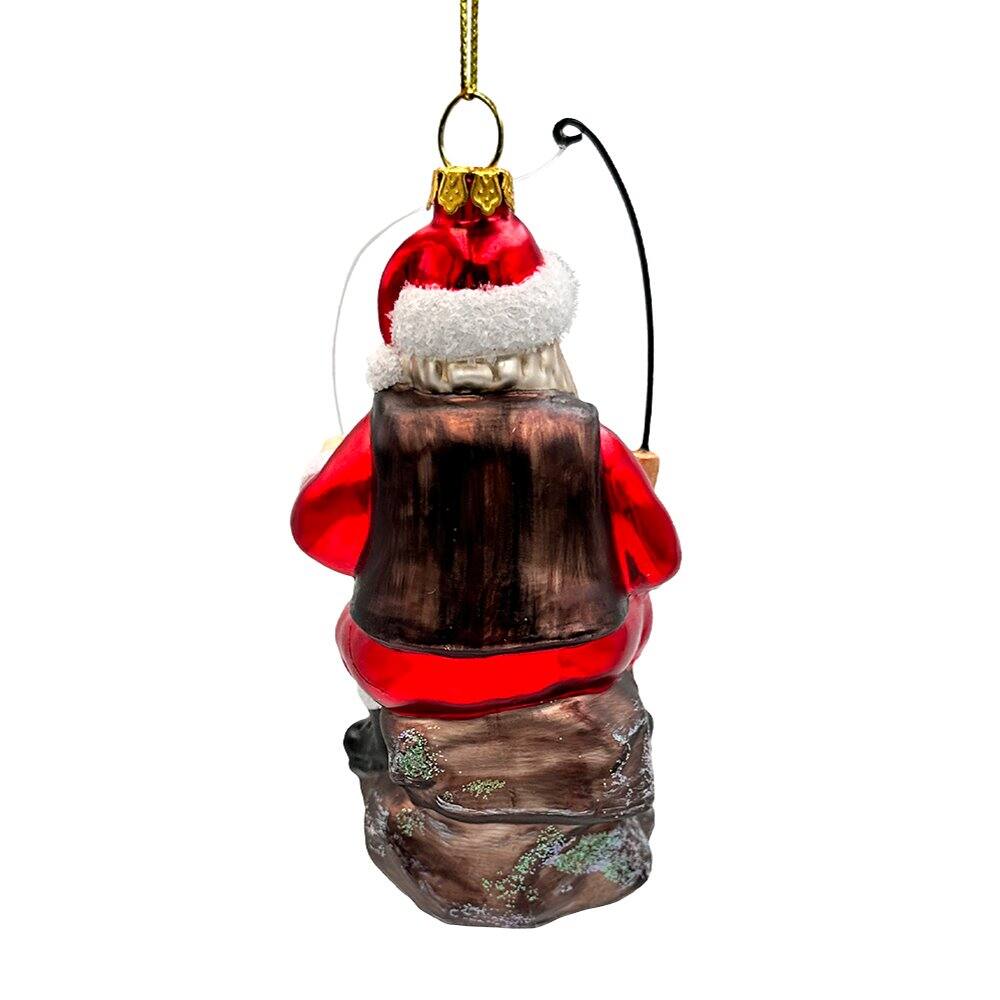 OrnamentallyYou Relaxing Santa Claus Fishing Ornament Hand Blown Glass ...