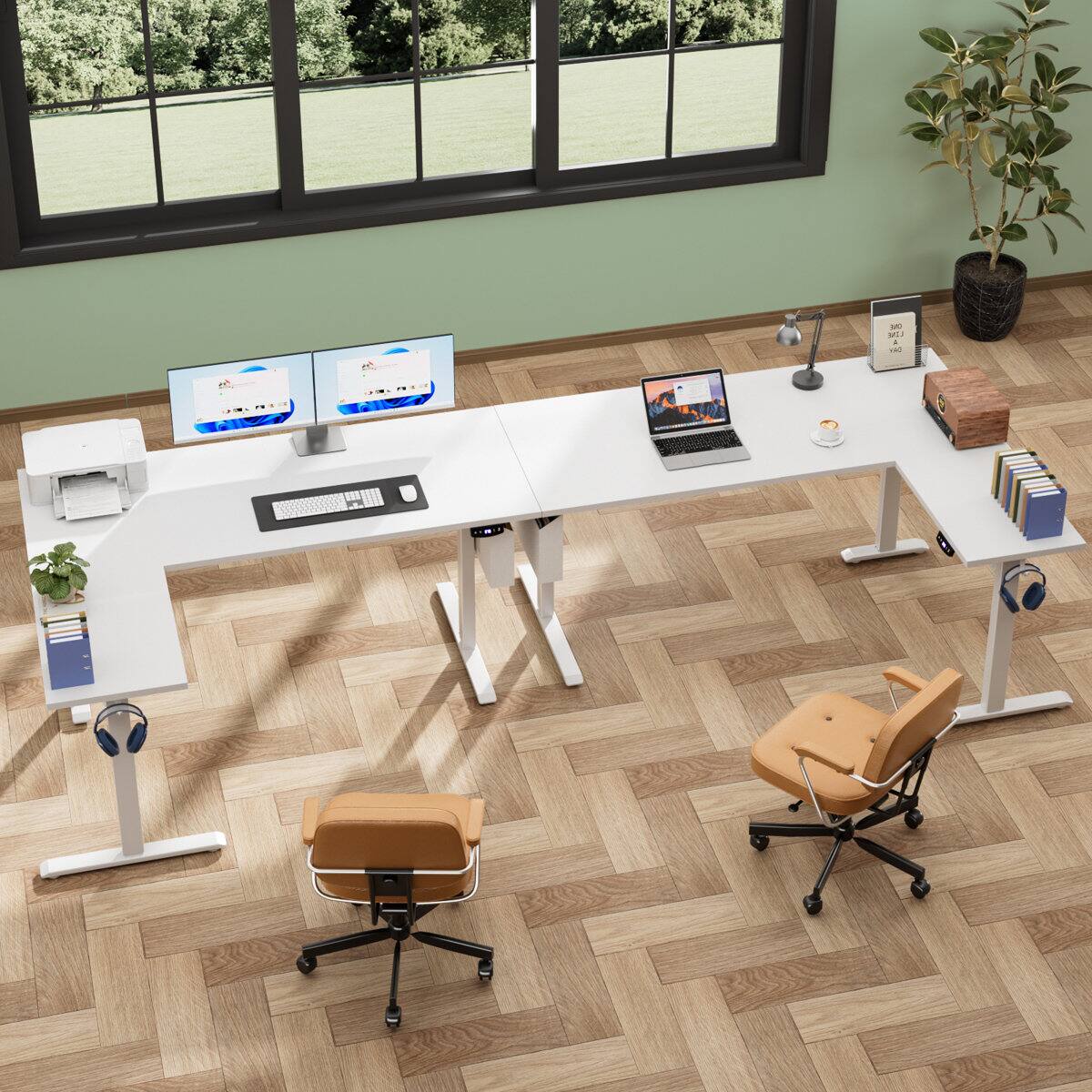 Furnulem 63 In Lshaped Standing Desk Adjustable Height Electric Desk ...