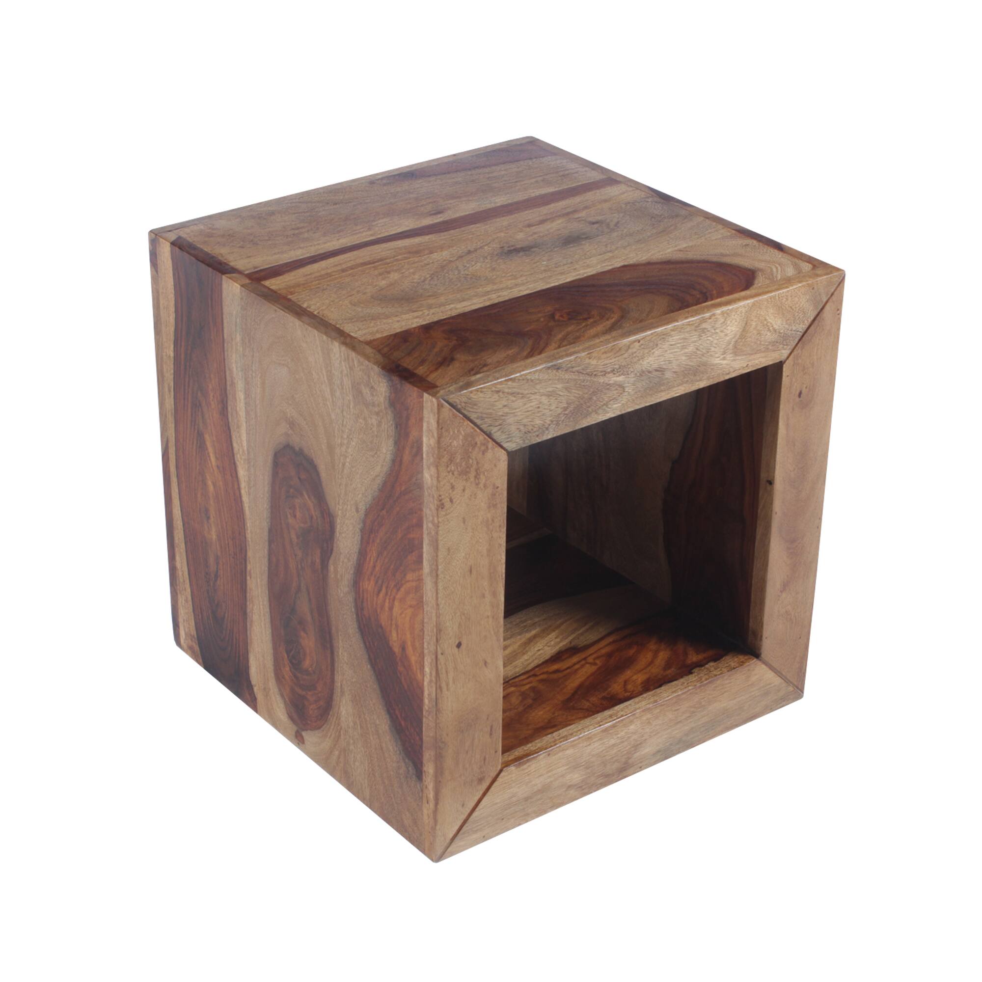 Manhattan Lane 16 Inch Cube Shape Rosewood Side Table With Cutout ...