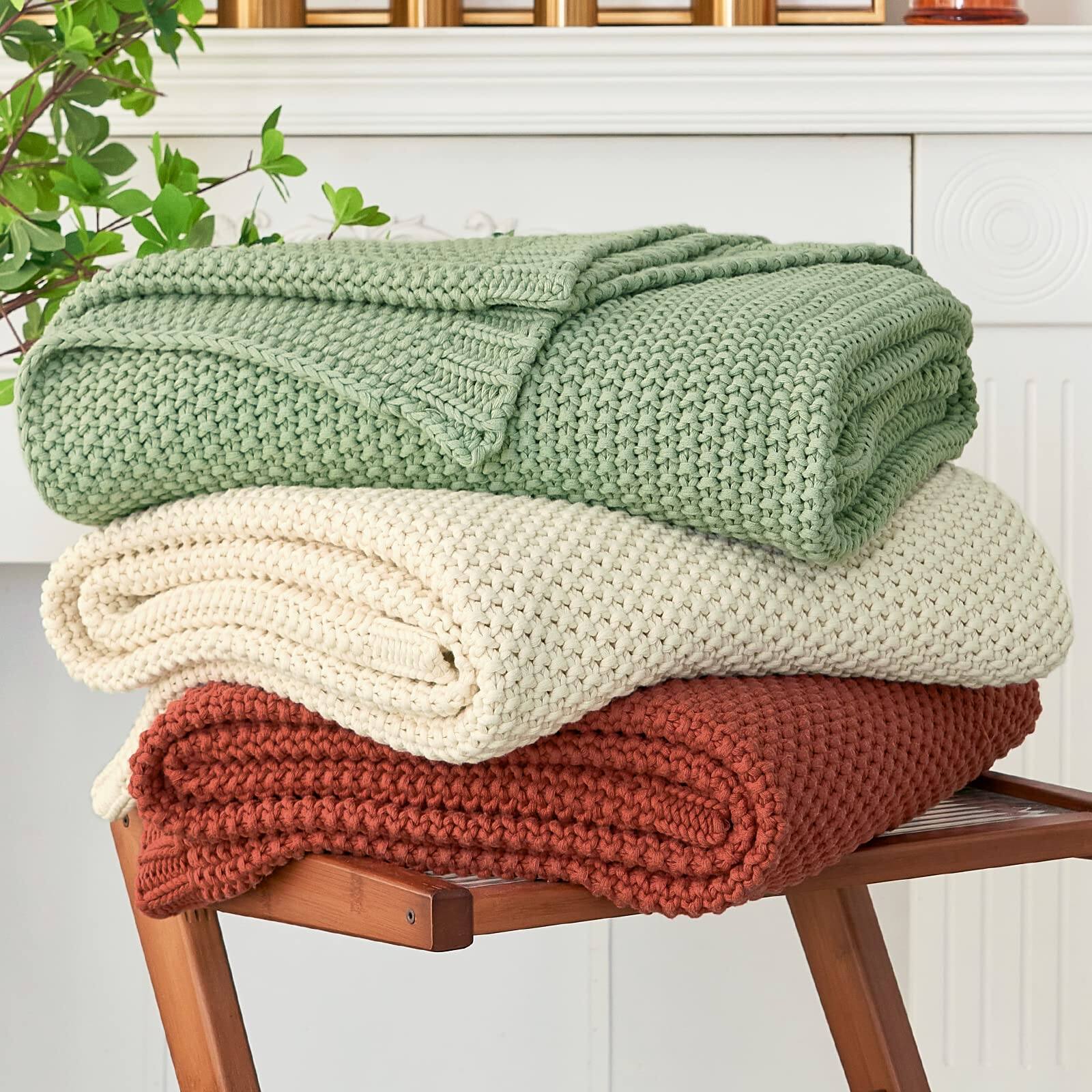Paradigms Interiors Chunky Cable Knit Throw Blanket Lightweight Light ...