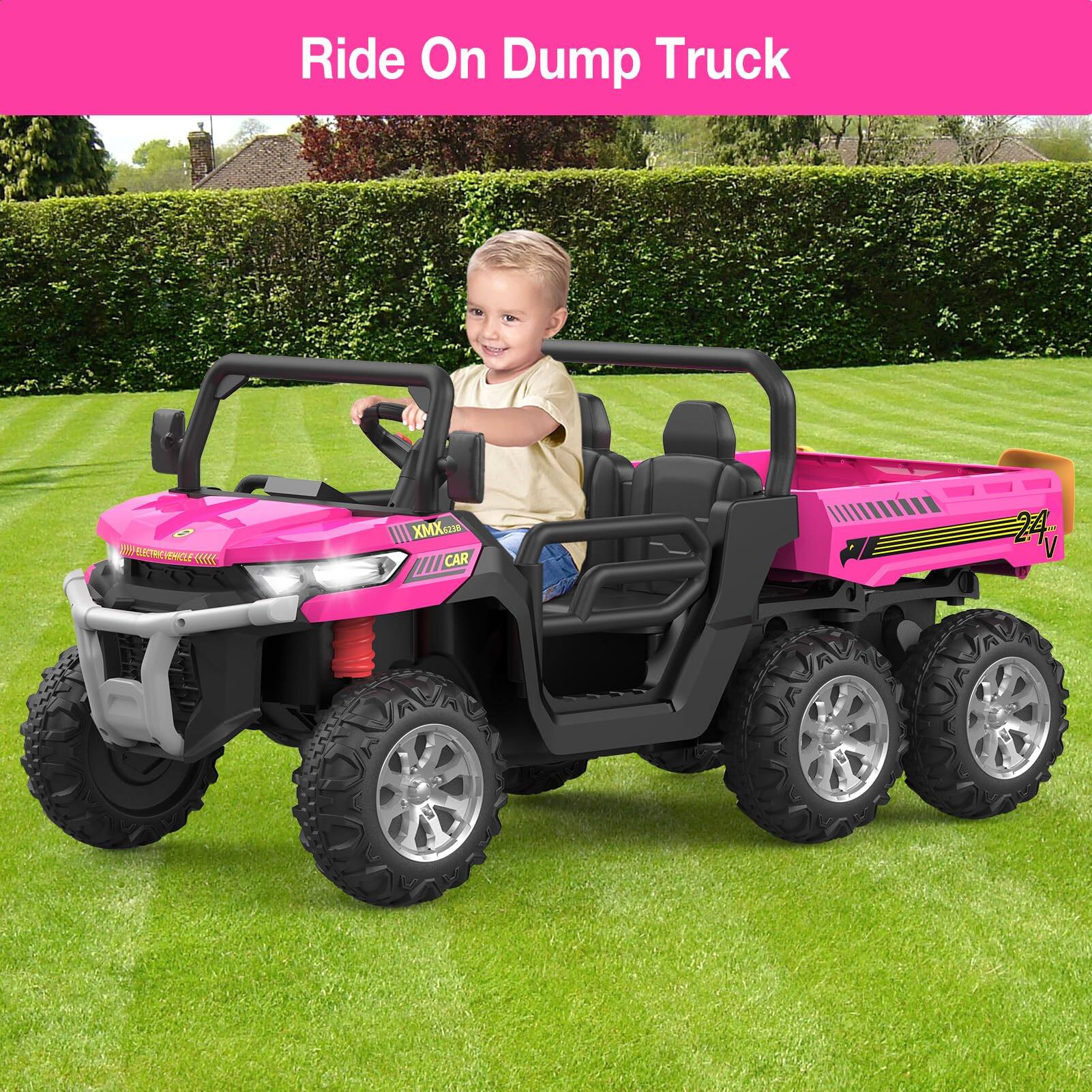 Acekool 24V 2 Seater Ride On Dump Truck with Parent Remote Control, 4WD ...