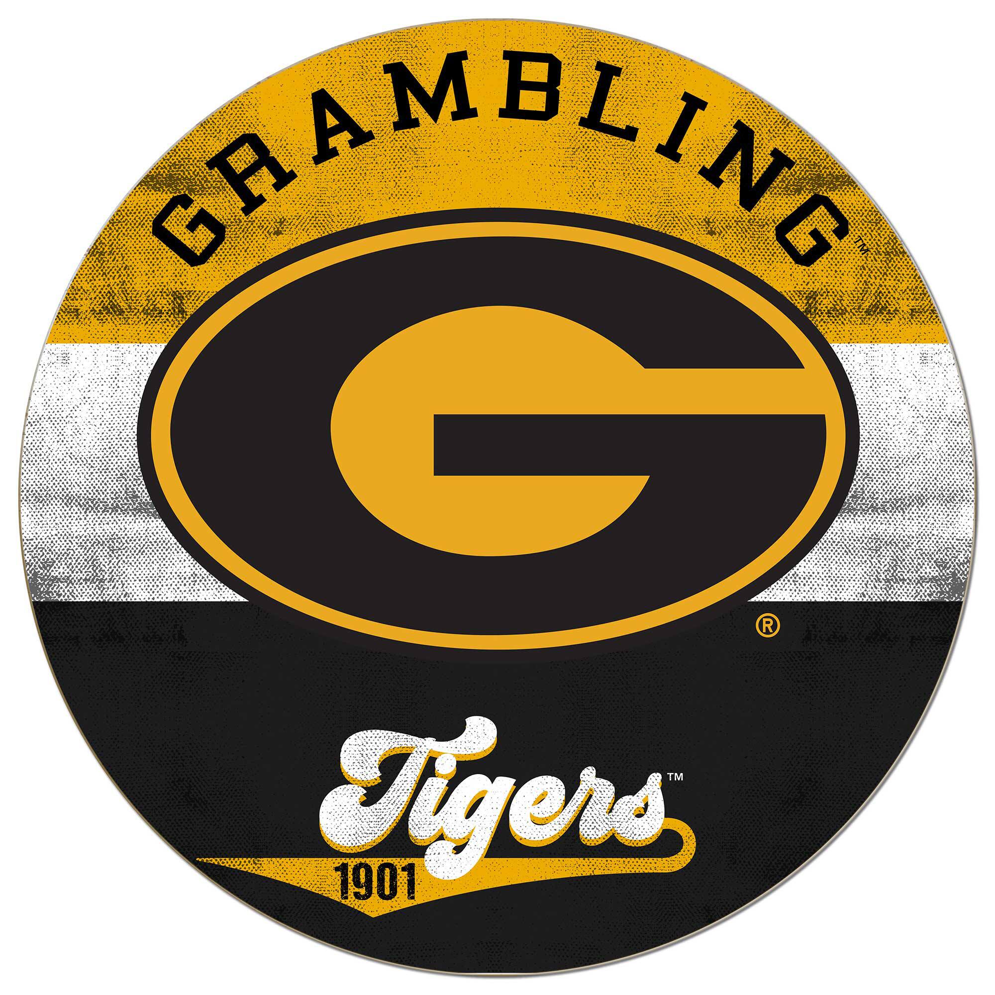 Jardine Grambling Tigers 20'' x 20'' Retro Logo Circle Sign Yellow ...