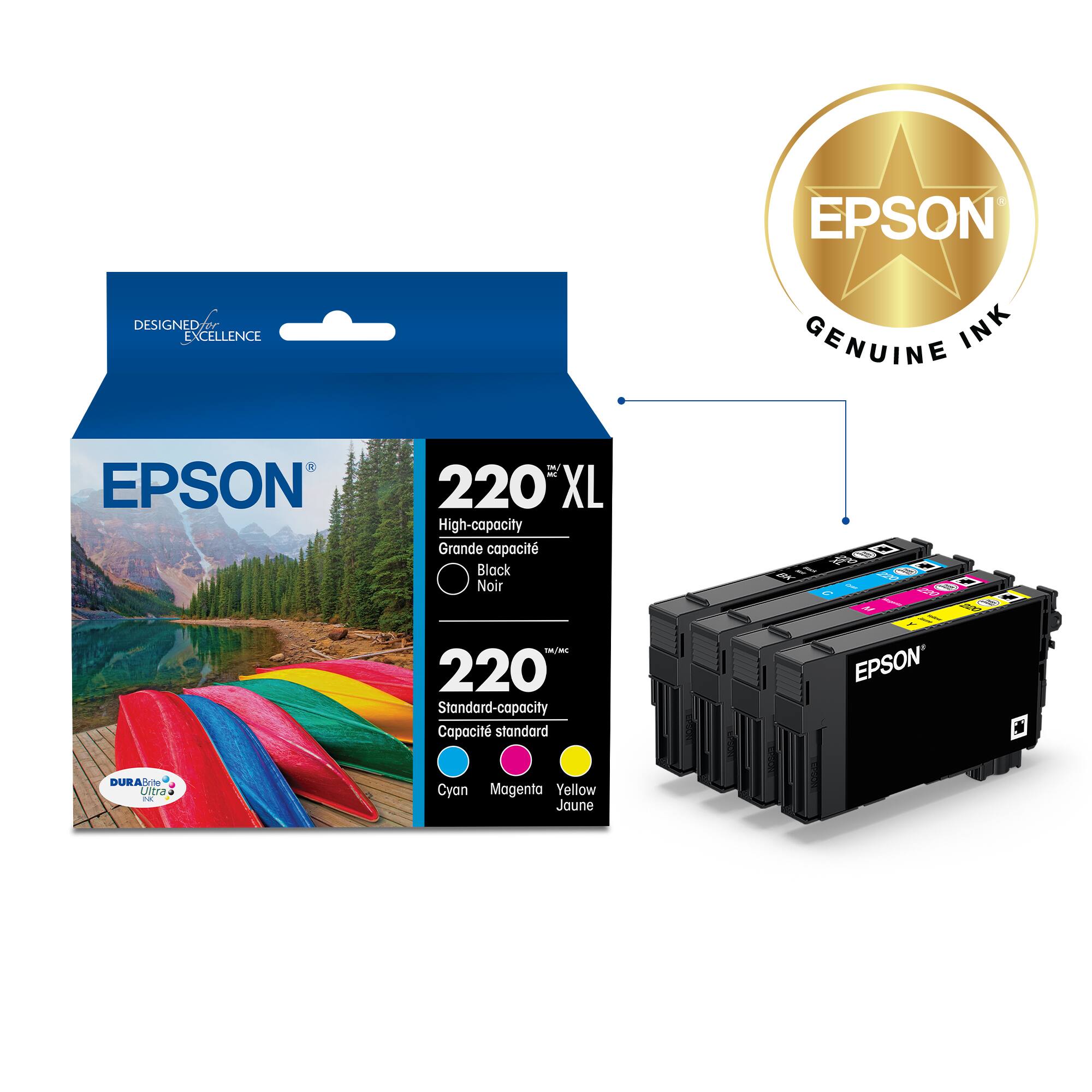 Epson 220/220XL 4 Pack Ink Cartridges High Capacity and Standard ...