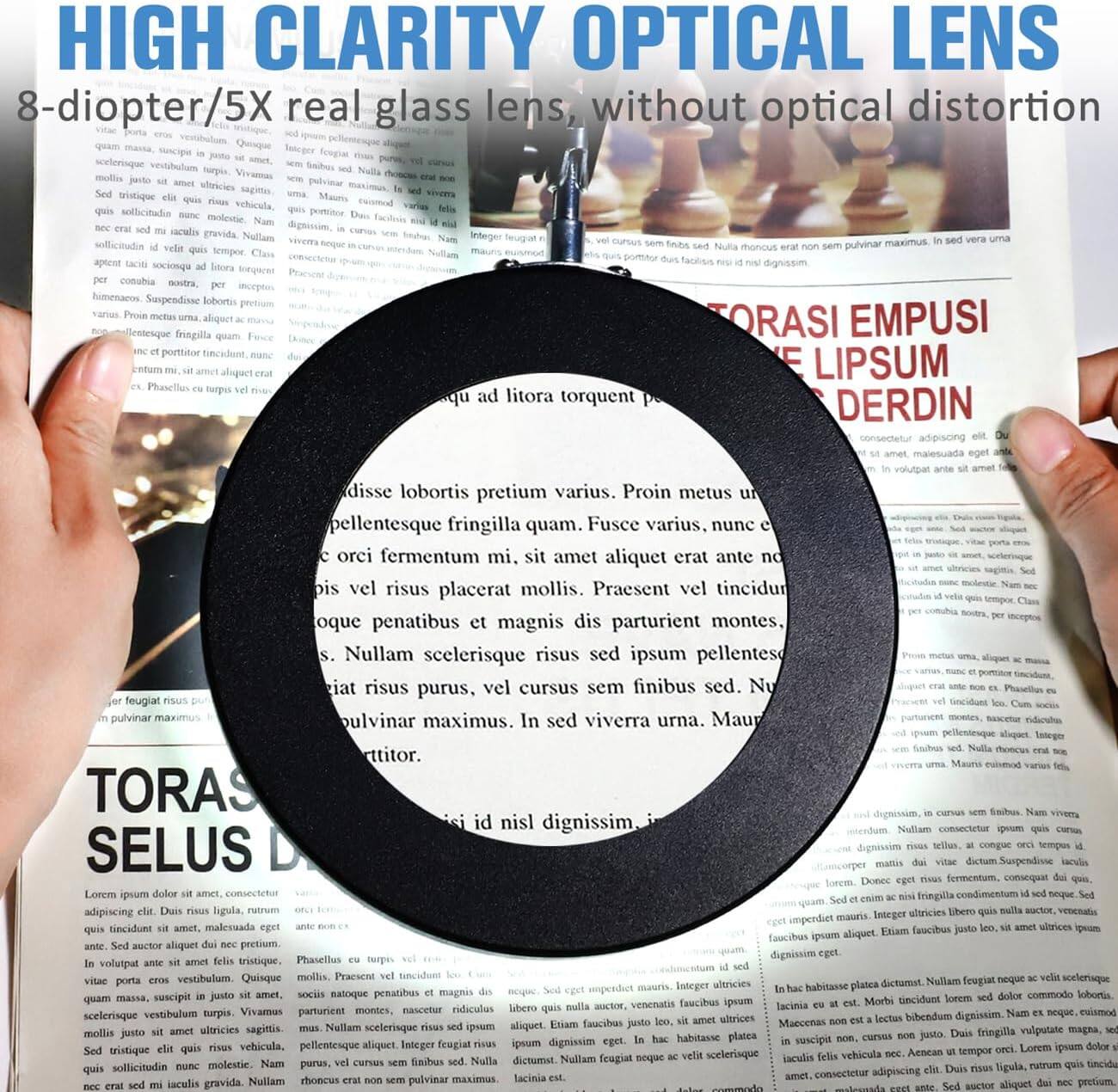 Schertz 2 in 1 Magnifying Glass with Light – 5X Lens, Dimmable LED Desk ...