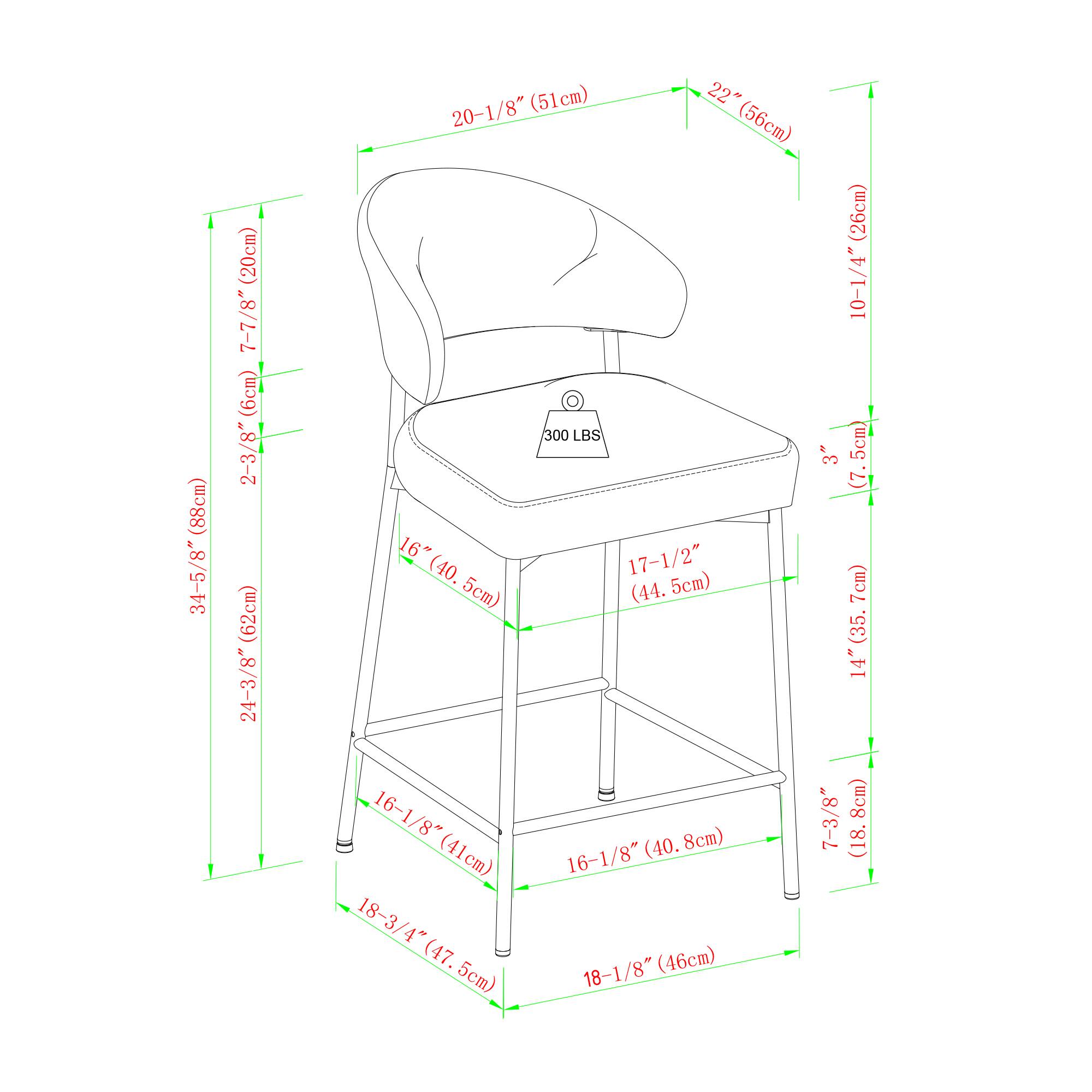 Walker Edison Modern Curved Back Counter Stool (2 Piece Set) Charcoal ...
