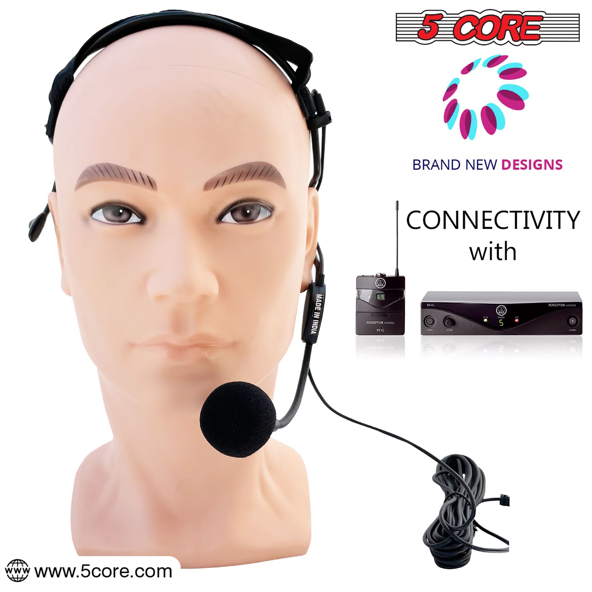 5 CORE Headset Microphone Professional Flexible Boom Wired Hands Free ...