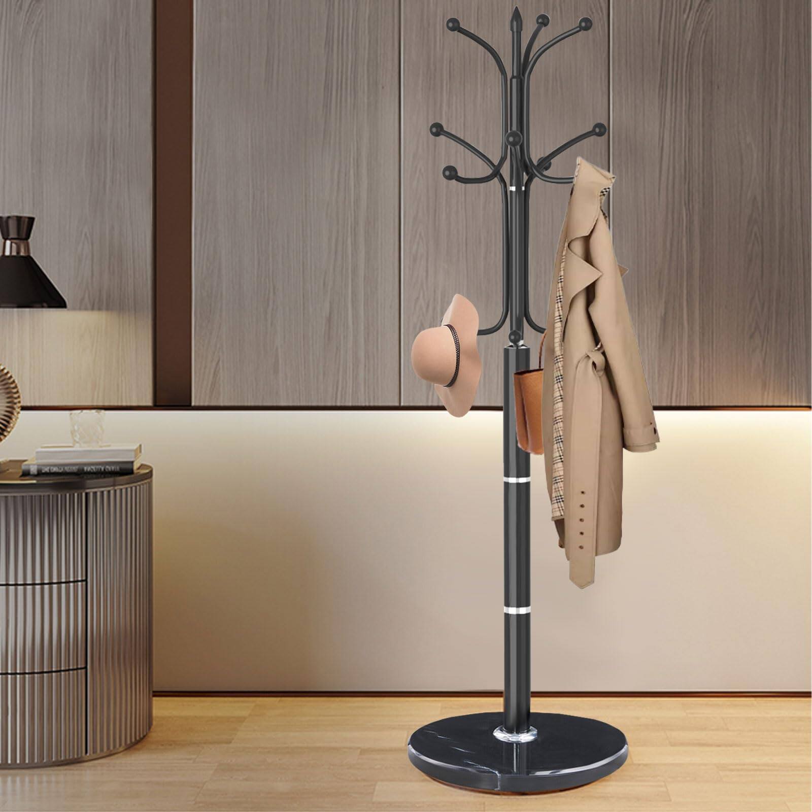 Hanke Modern Metal Coat Rack Stand Freestanding With Marble Base Sturdy ...