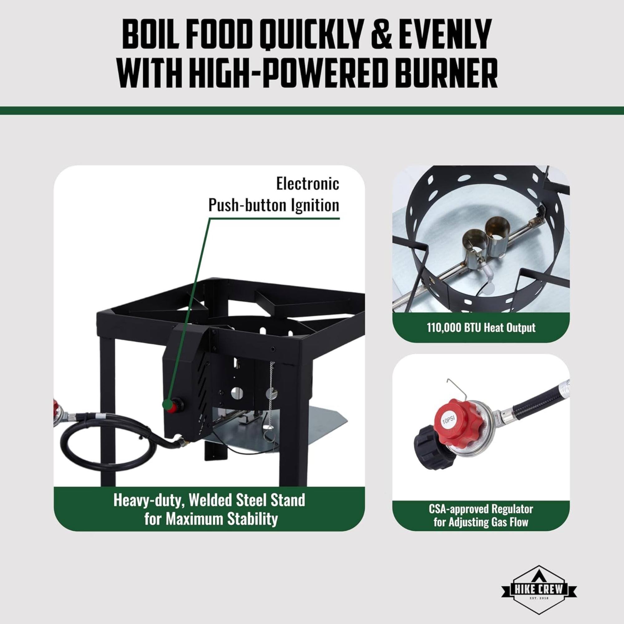 Hike Crew 60QT Outdoor Boiling Kit with Igniter, 110,000 BTU Seafood ...