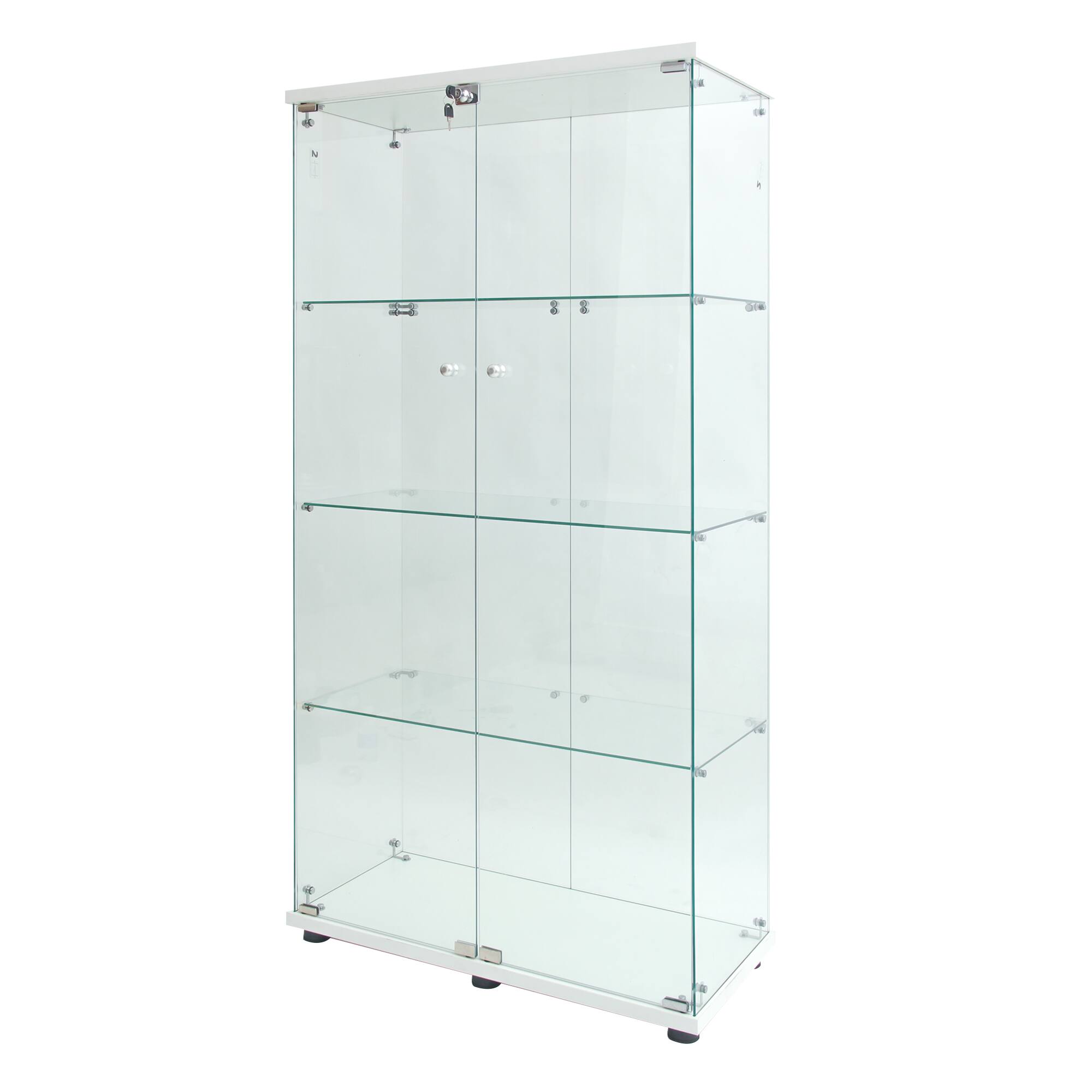 GOODSILO LED Glass Display Cabinet 4 Shelves, 2 Doors, Freestanding ...