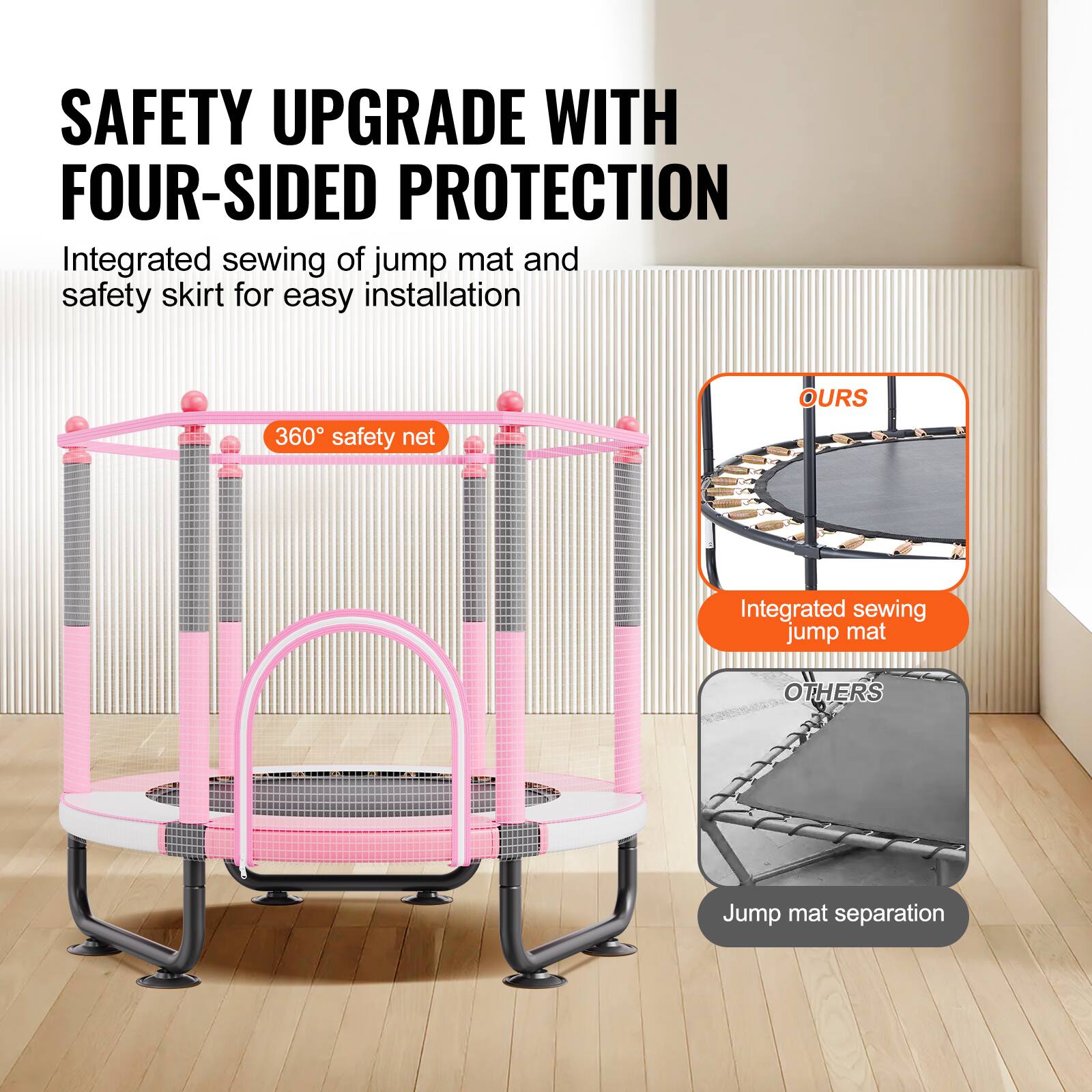 VEVOR 60" Kids Trampoline, 5FT Indoor Outdoor Trampoline, Mini Toddler ...