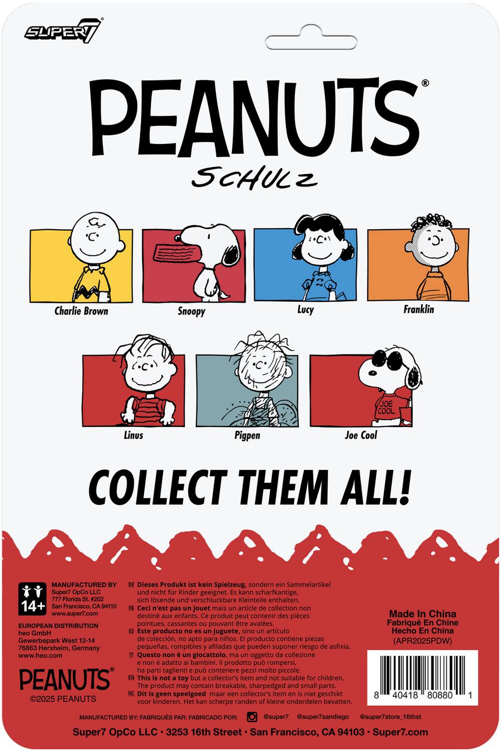 Super7 Peanuts ReAction Figures Wv8 Joe Cool COLLECTIBLES Multicolor ...