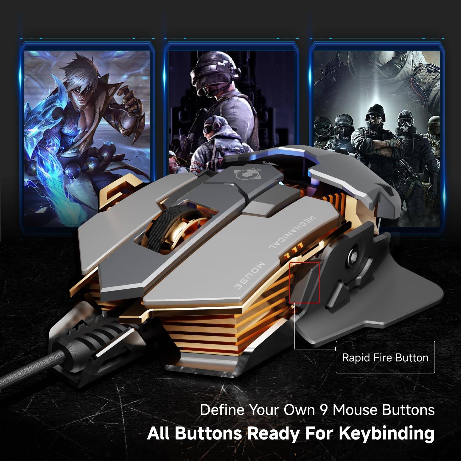 Cedar Assembly Eweadn G5 Wired Gaming Mouse Rgb Computer Adjustable Dpi ...