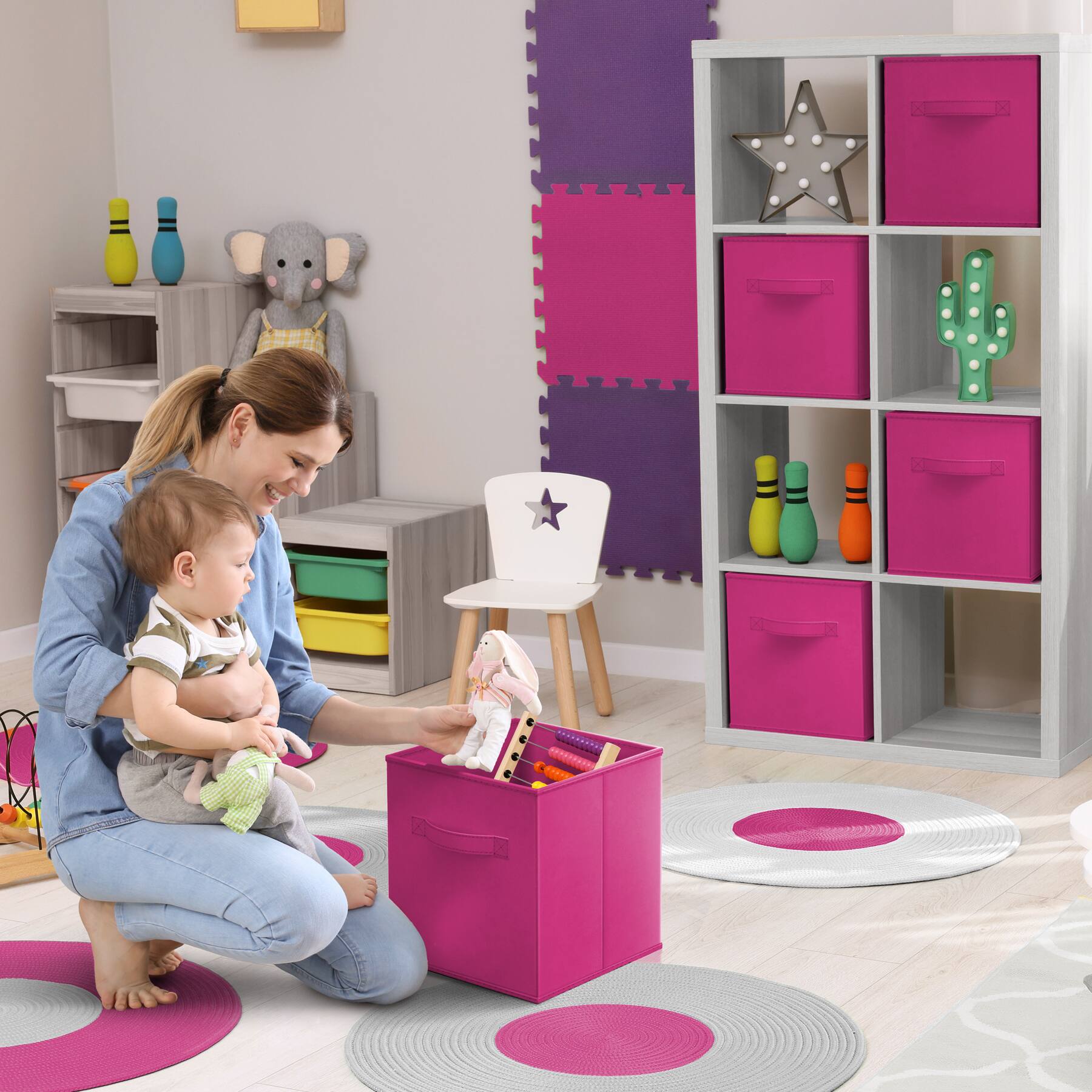 Sorbus Fabric Storage Cubes, 6 Foldable Storage Bins for Organizing ...