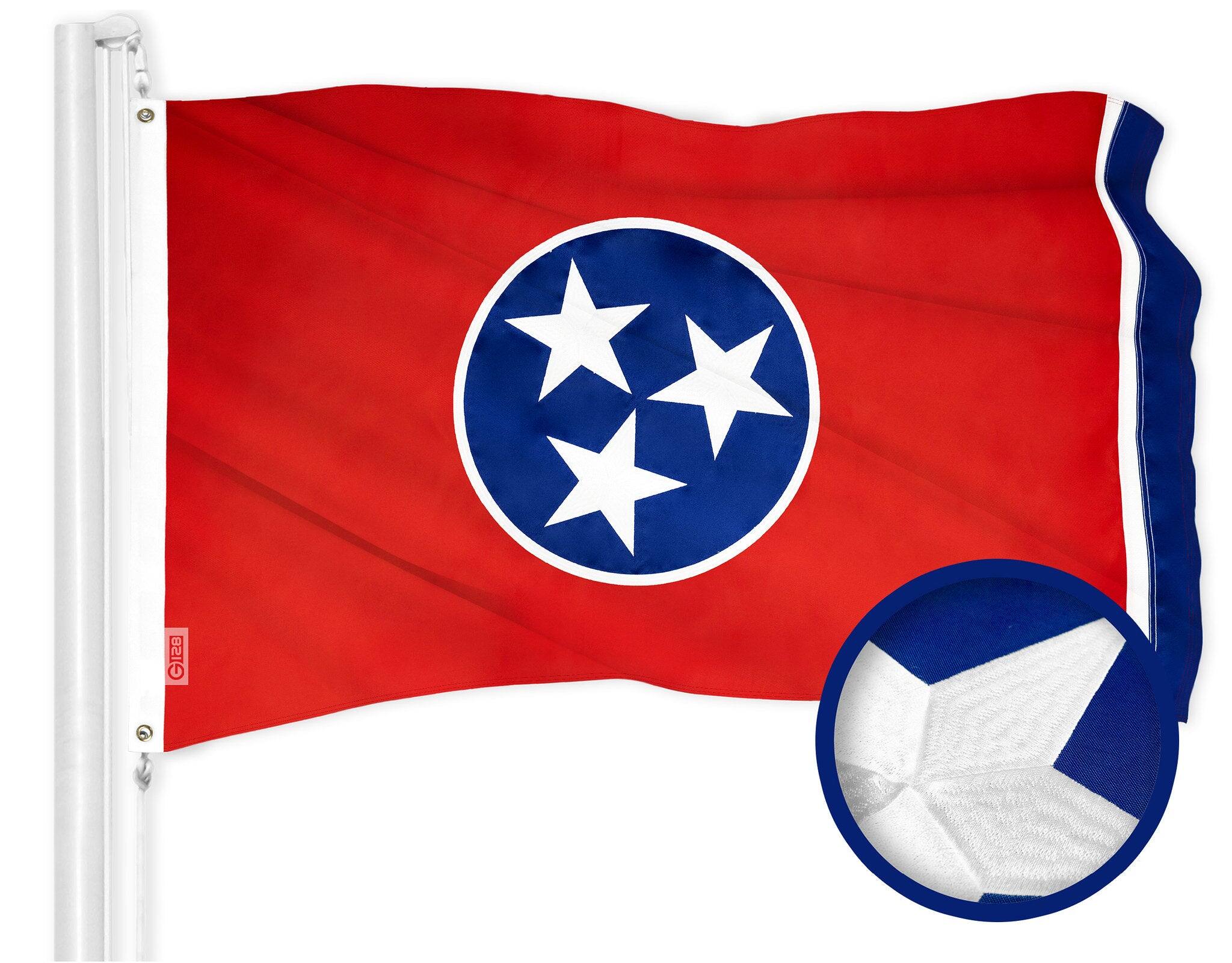 G128 Tennessee State Flag, 2.5 x 4 ft Embroidered 300D Polyester with ...