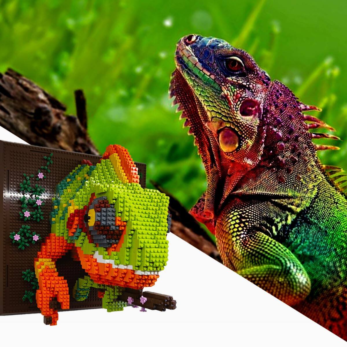 Leash Valley Wall Art Chameleon Building Blocks Set A Decor Set For ...