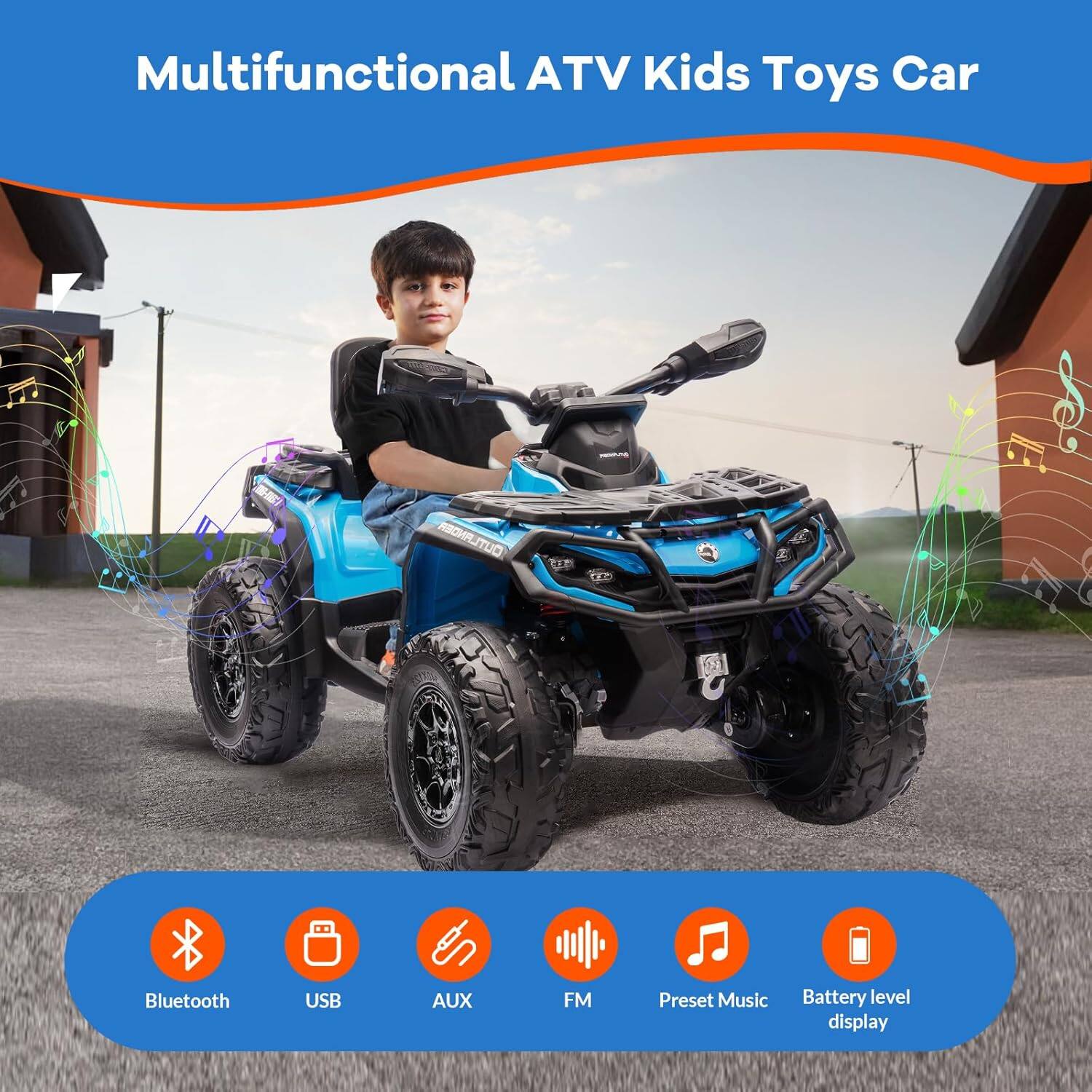 Babevy 12V Licensed Can Am 2 Seater Kids Ride On ATV, LED Lights ...