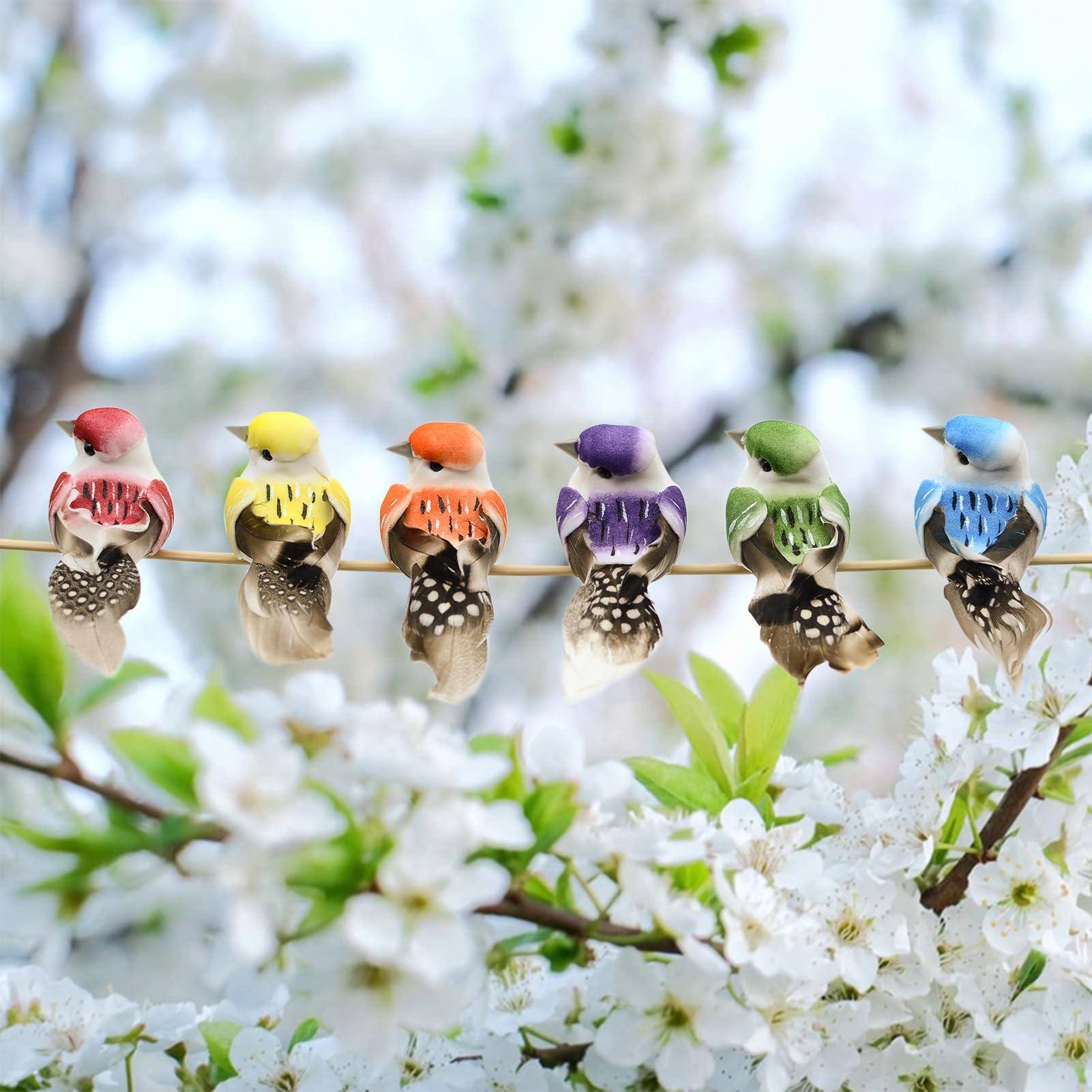 Paradigms Interiors Hnh Birds Artificial Decorative 4 Sparrow With Feet Ornaments For Flower ...