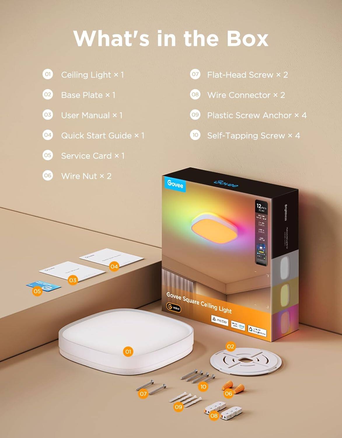 Govee 12 Inch RGBWW + RGBIC Smart Ceiling Light White H60A4101 - Best Buy