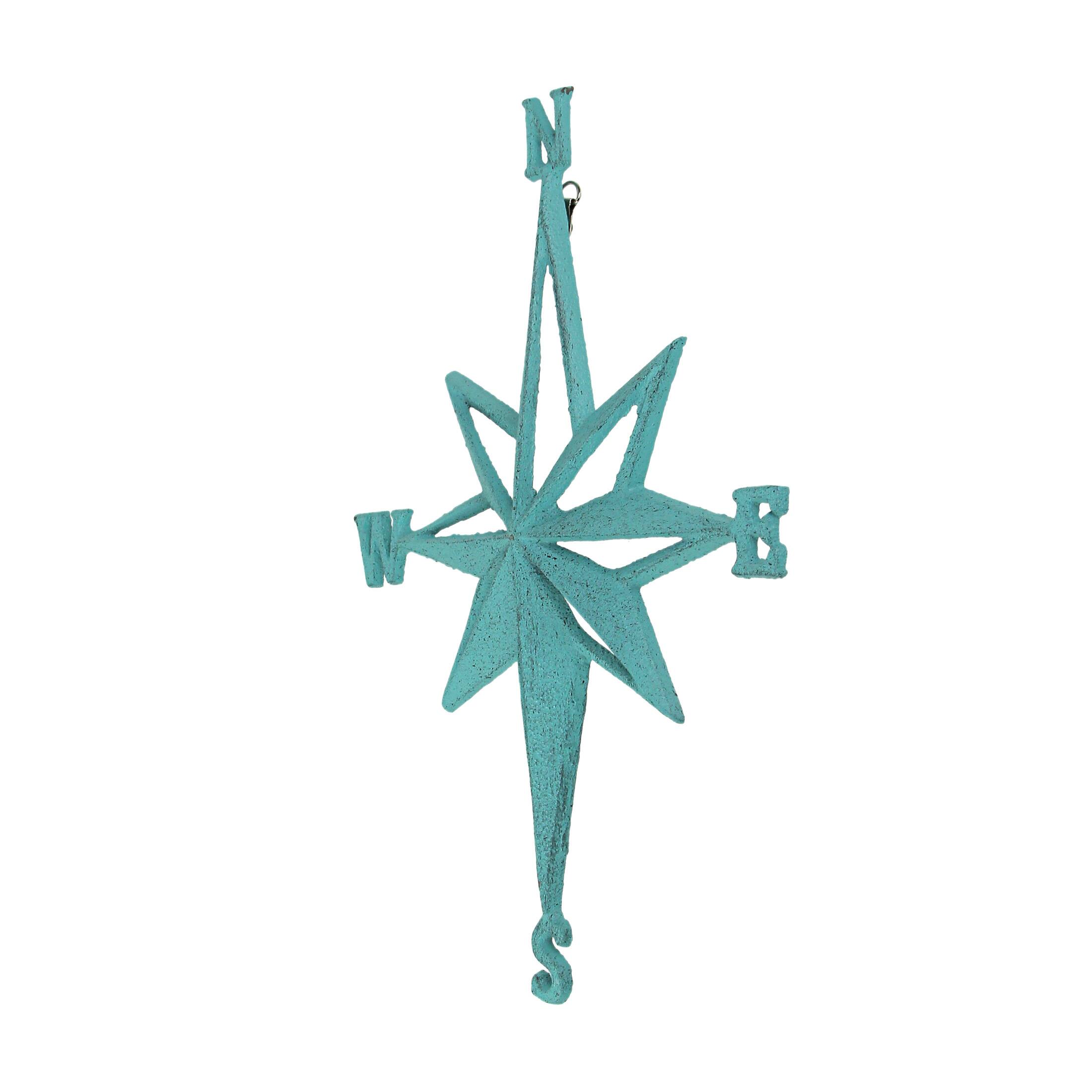 Zeckos Cast Iron Compass Rose Wall Hanging Sculpture Coastal Home Decor ...