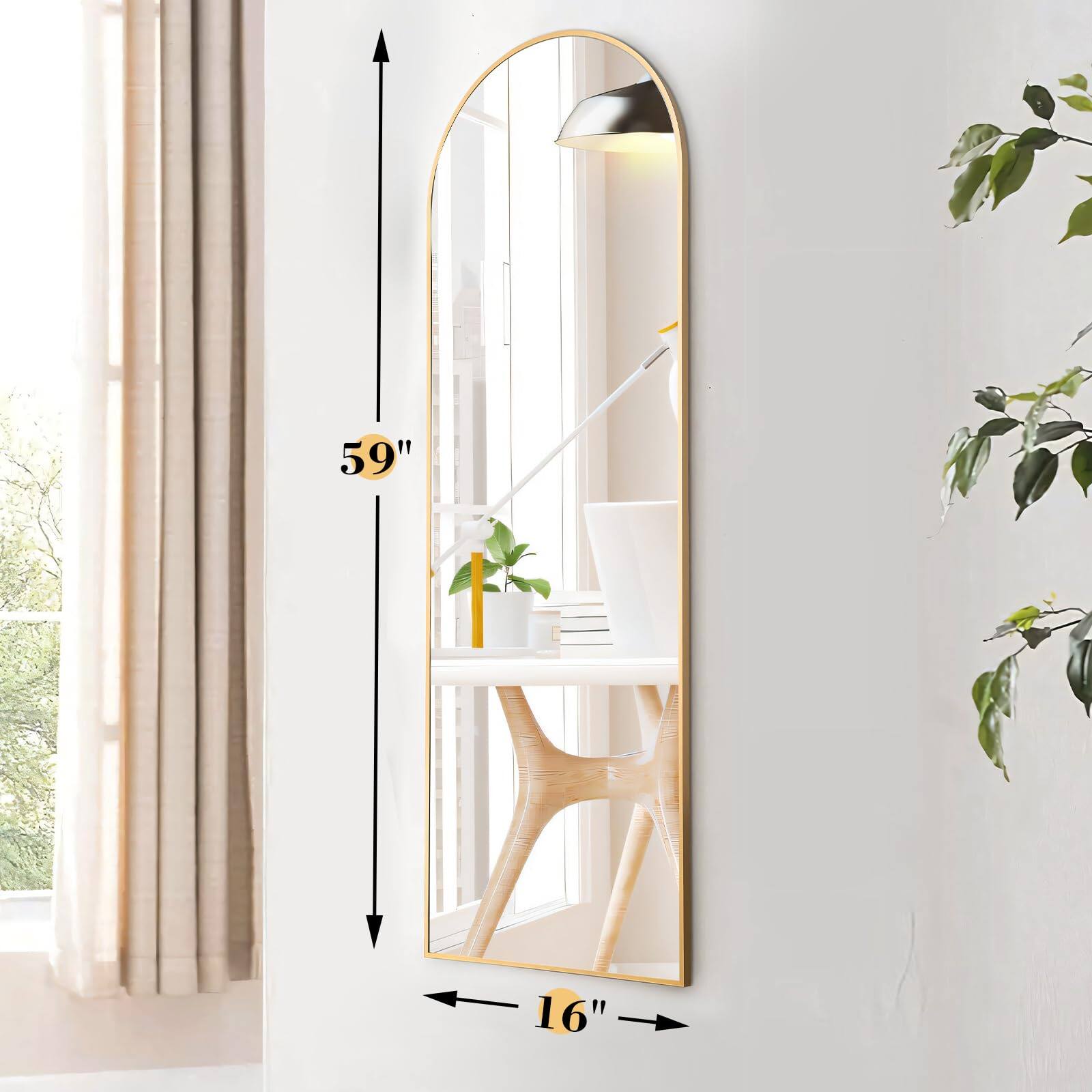 Cedar Assembly Arched Full Length Mirror 59"x16" For Bedroom Body With ...