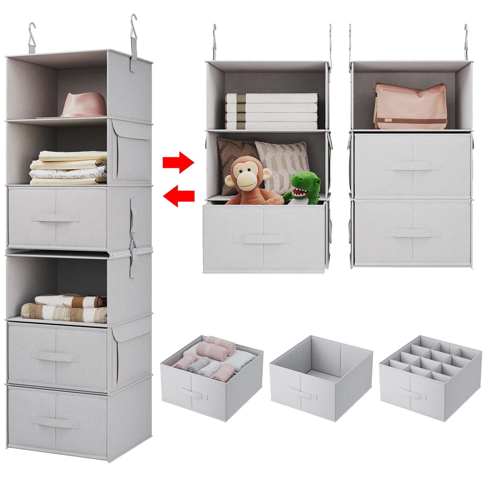 VEGA AUTOMOTIVE 6 shelf Hanging Closet Organizer With 3 Drawers 2 ...