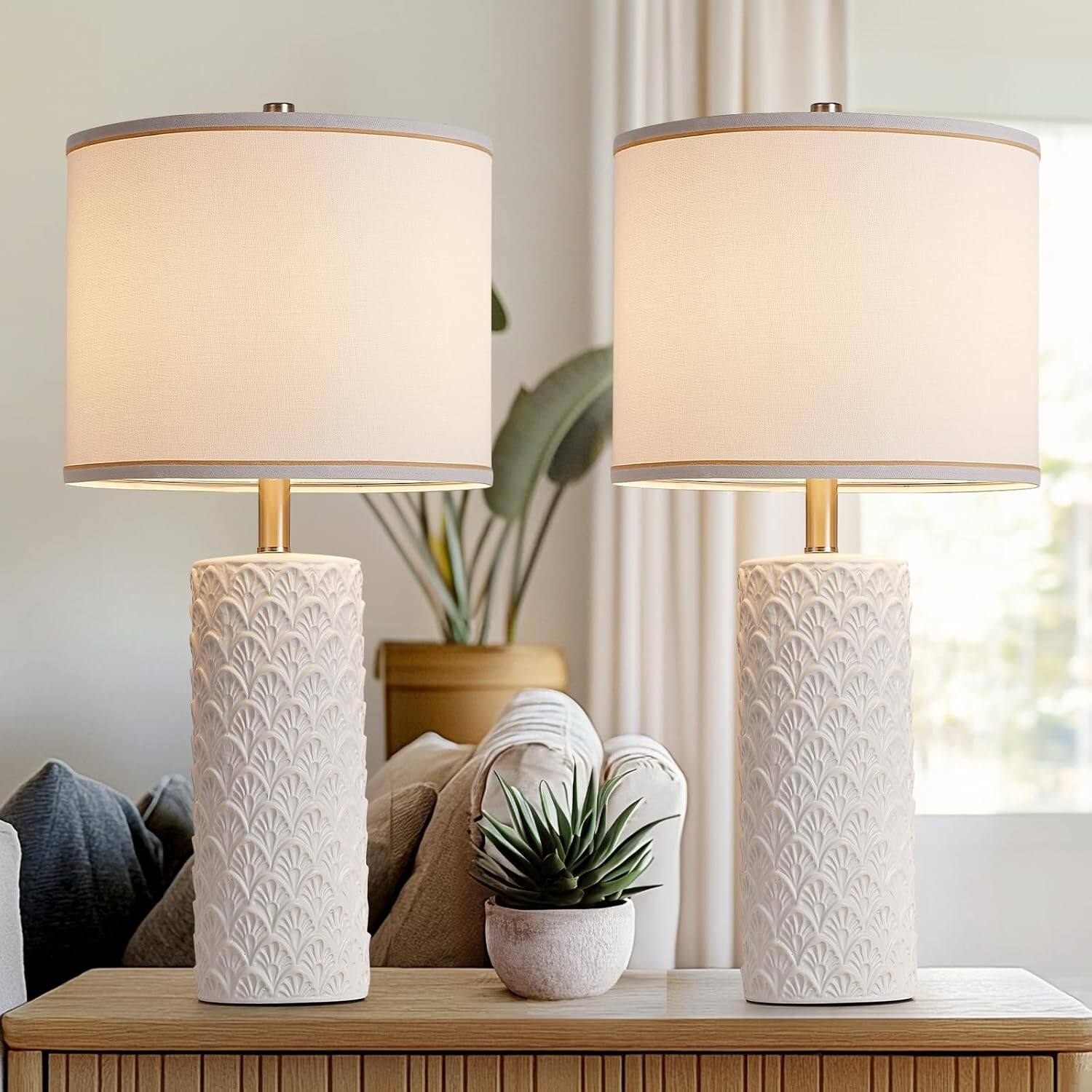 The Best Inks White Table Lamp Bulb Modern touch Ceramic Farmhouse ...