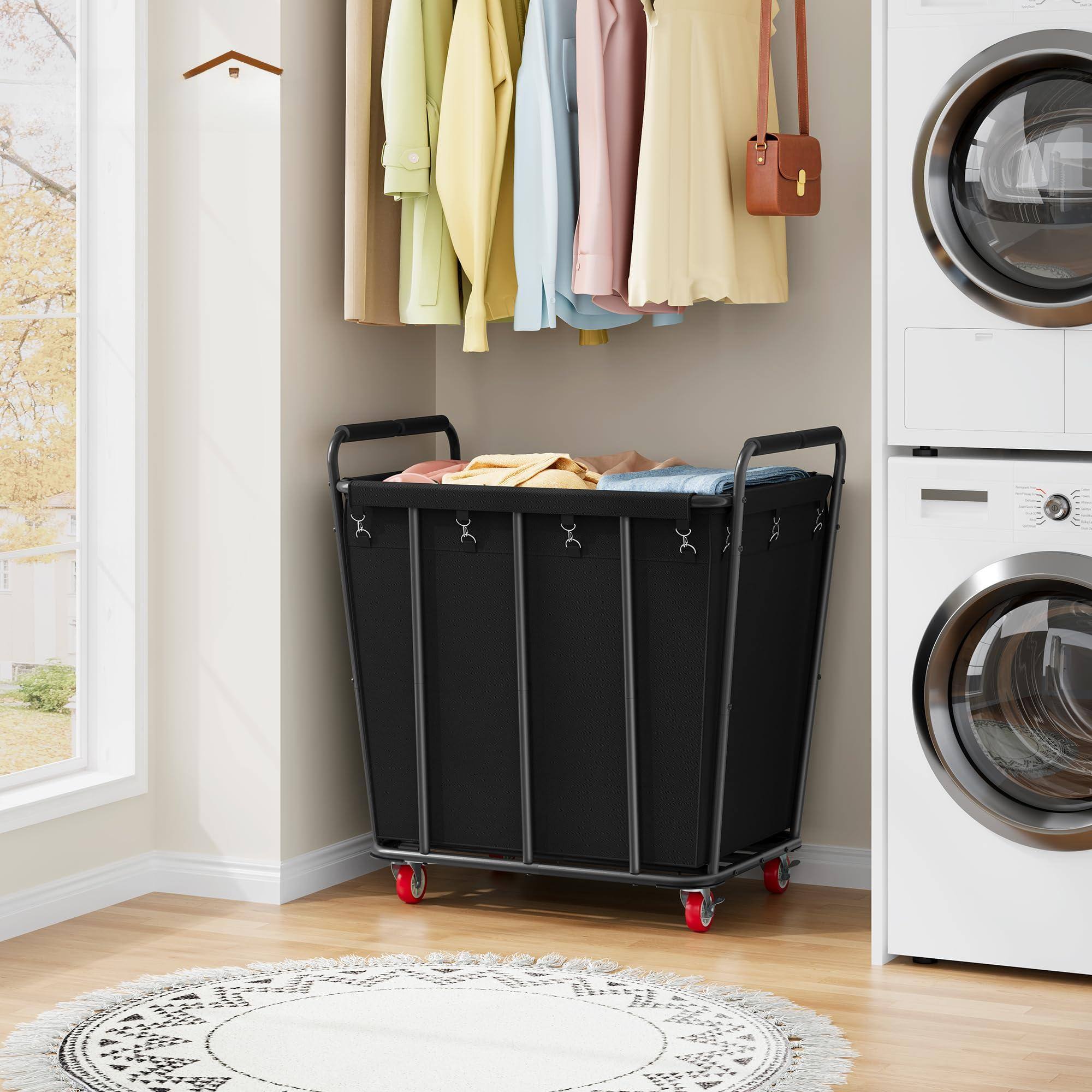 JETRANSPORT Large Laundry Cart With Wheels 400l Heavy Duty Basket ...
