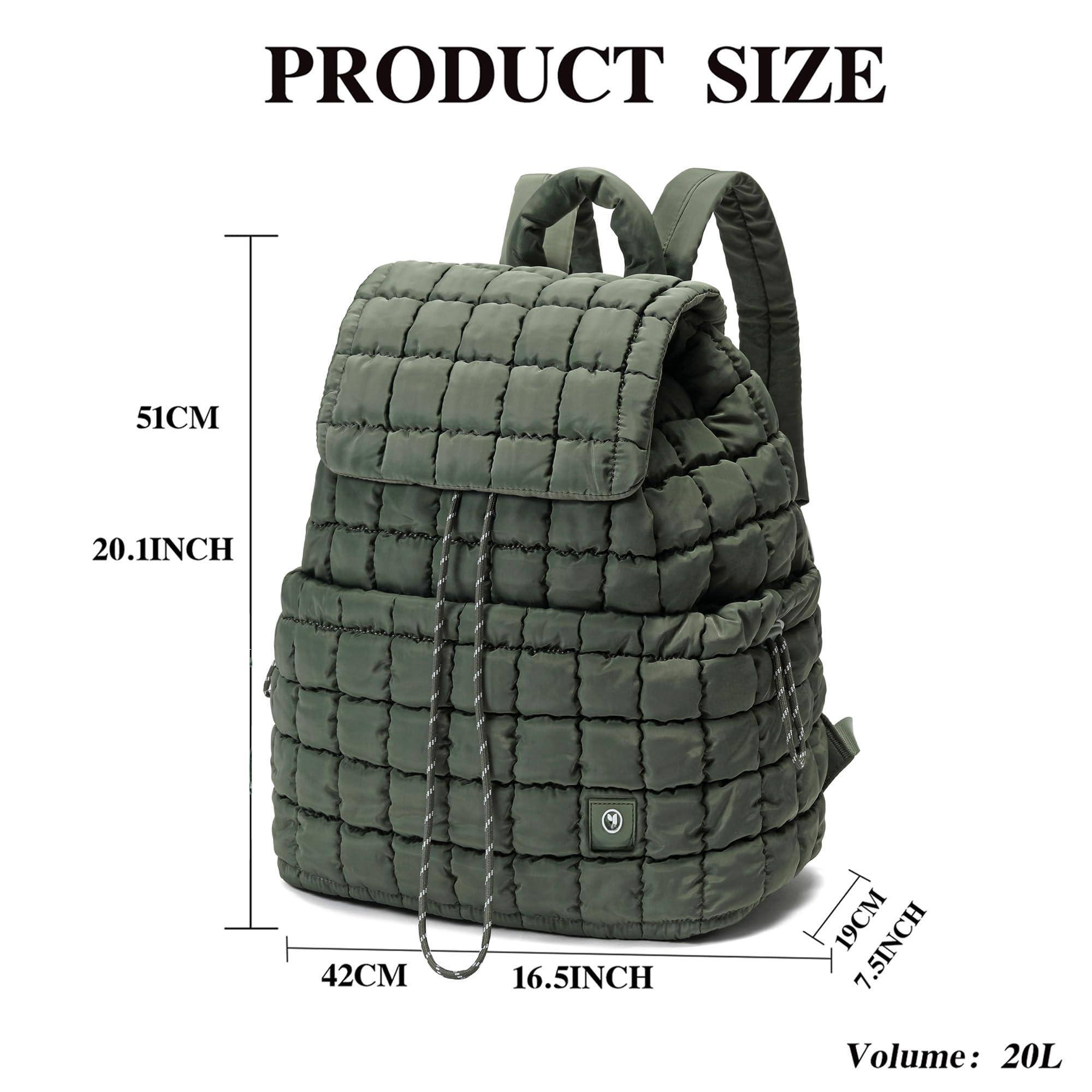 Cozy Serene Quilted Backpack For Women Lightweight Travel Gym Bag Hiker Pack Drawstring Padding ...