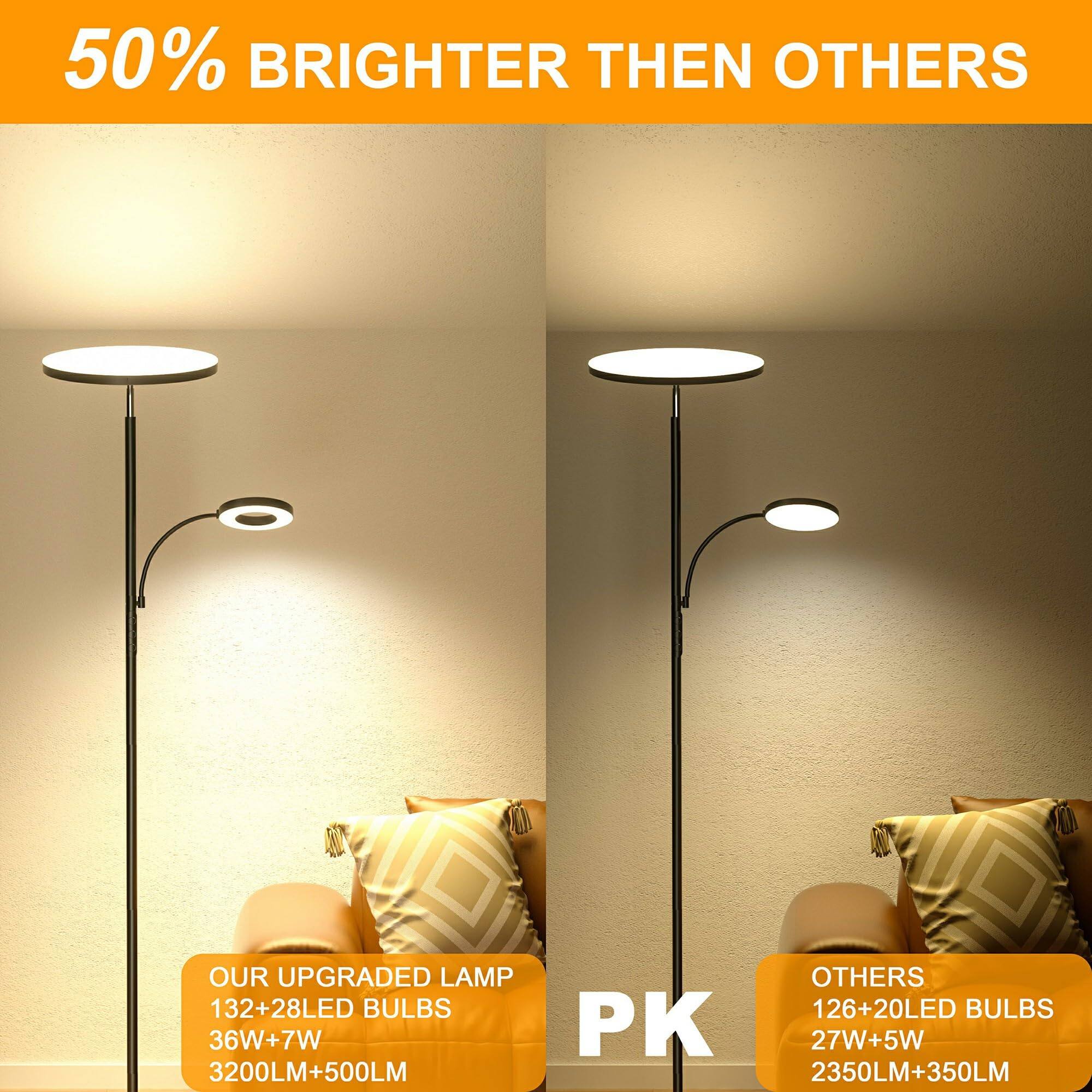 VEGA AUTOMOTIVE Floor Lamp Upgraded 4000lm Super Bright For Living Room ...