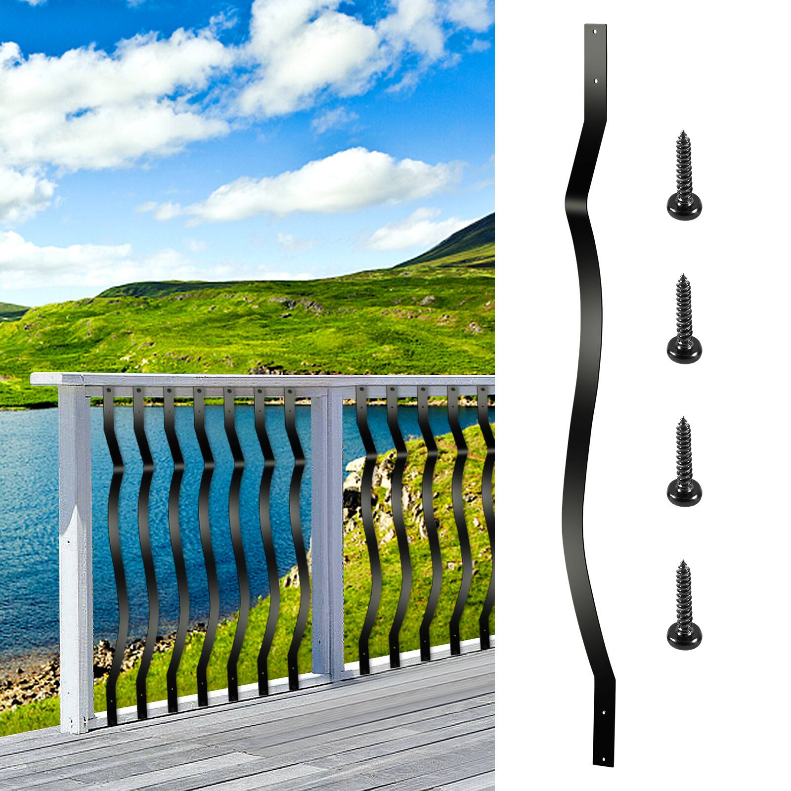 VEVOR Deck Balusters, 51 Pack Metal Deck Spindles, 32.25"x1" Staircase ...