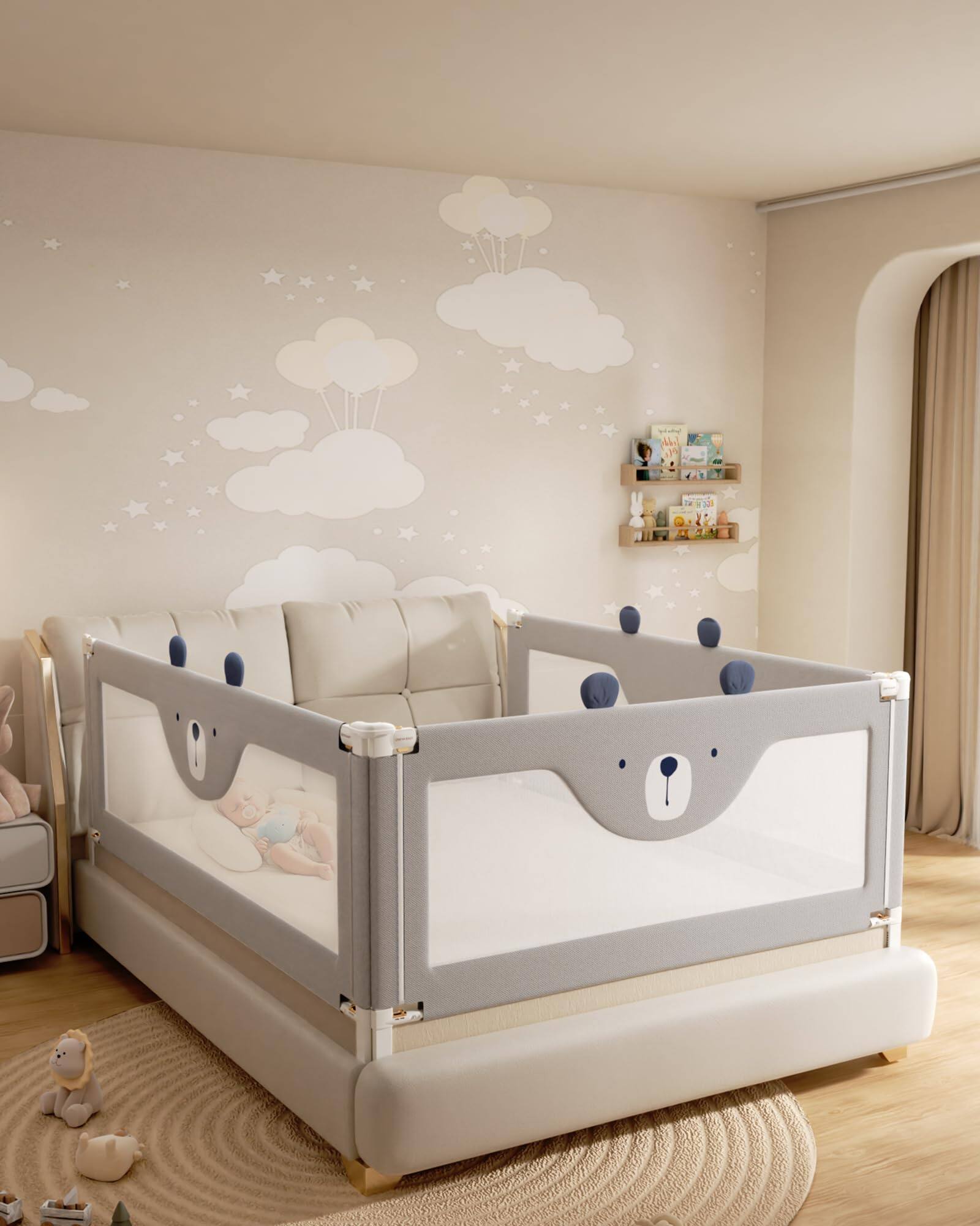 MAGICAL RUBS 3 Piece Bed Rails For King Size No drill Needed Rail Guard ...