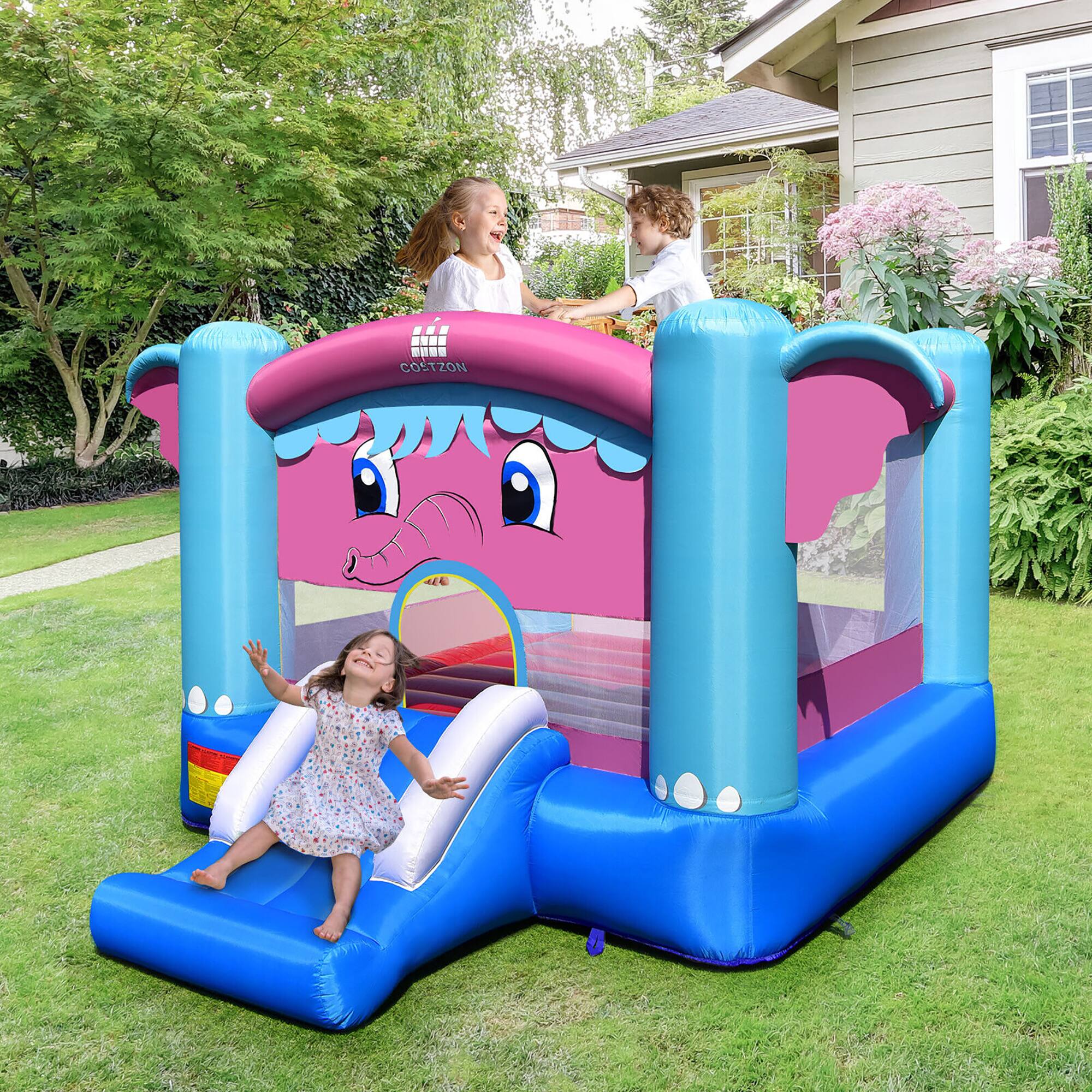 Gymax Inflatable Bounce House 3 in 1 Elephant Theme Inflatable Castle w ...