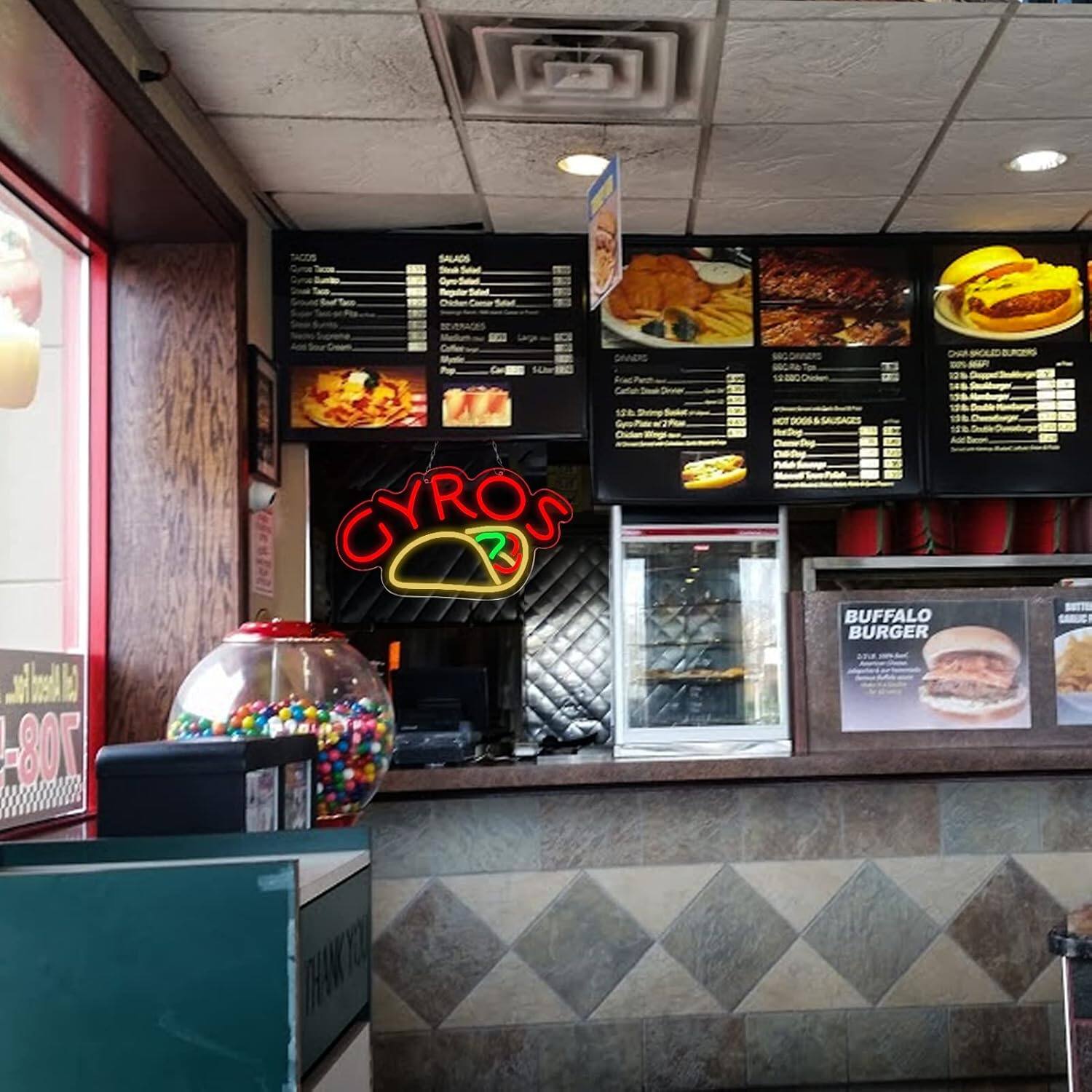 Auledio GYROS Food Neon Signs for Wall Decor Neon Lights for Bedroom ...