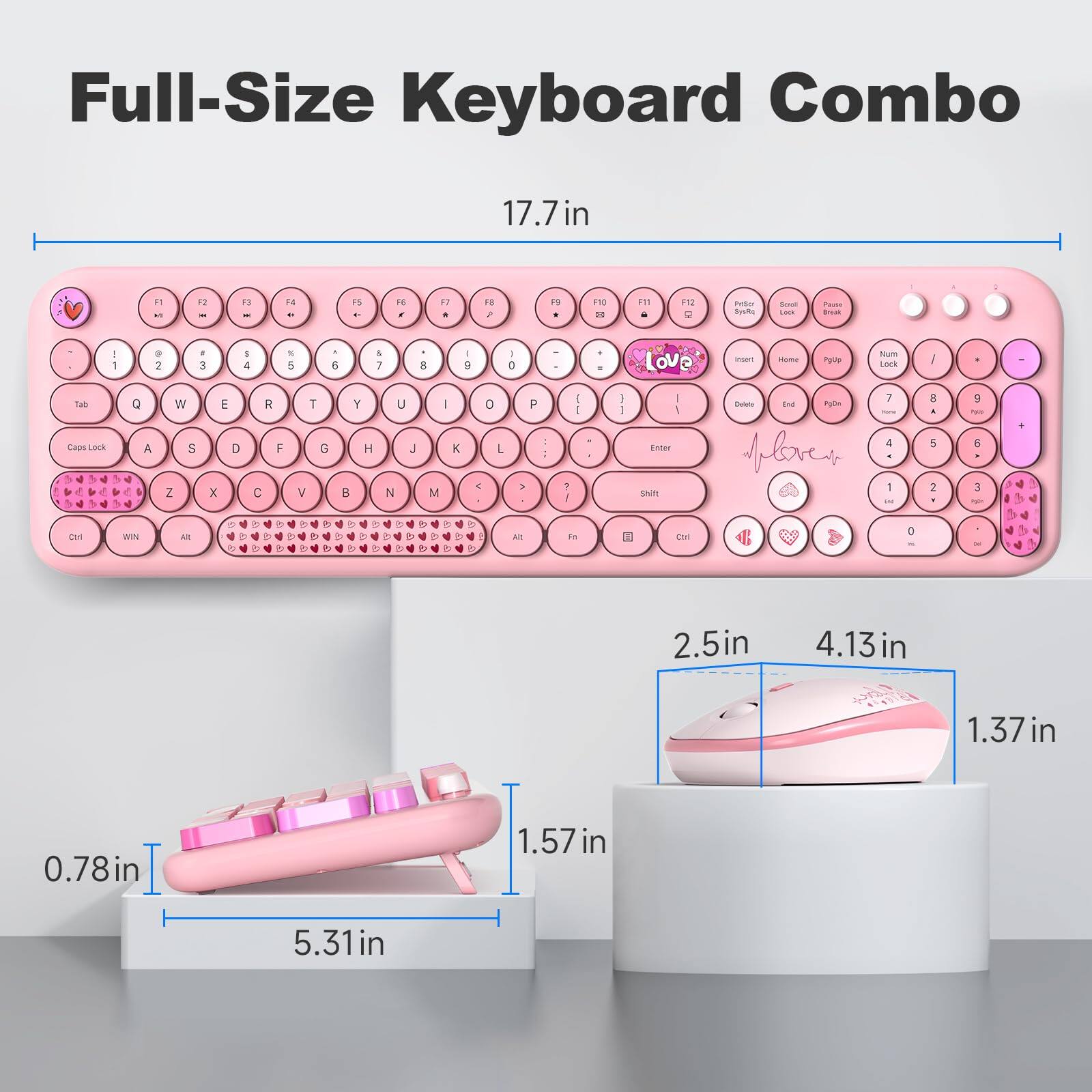 Pacoar Cade Wireless And Mouse Typewriter Full Size With Number Pad 2 ...