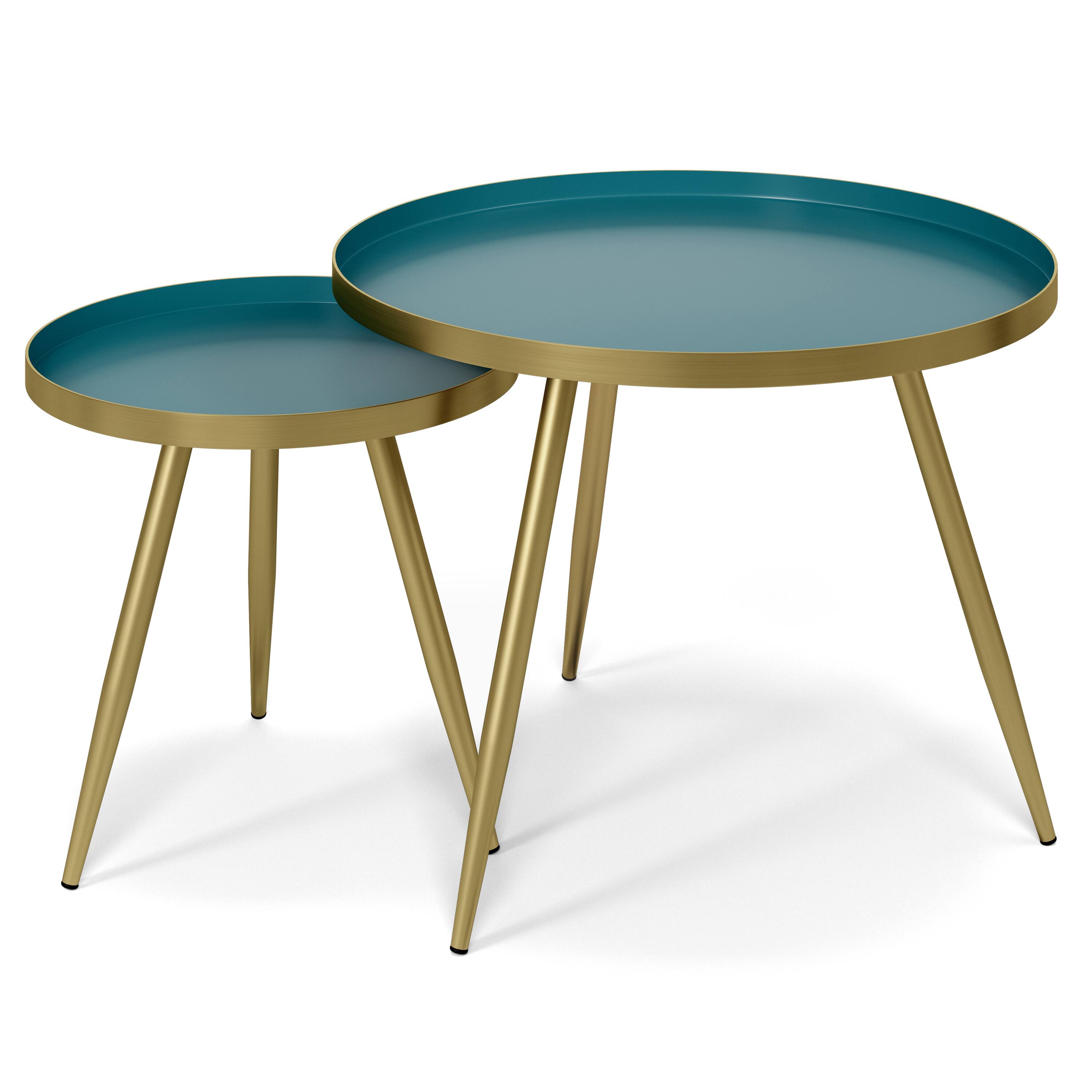 Best Buy: Simpli Home Weaton 2 Piece Nesting Table Teal AXCWEA-NT-TL