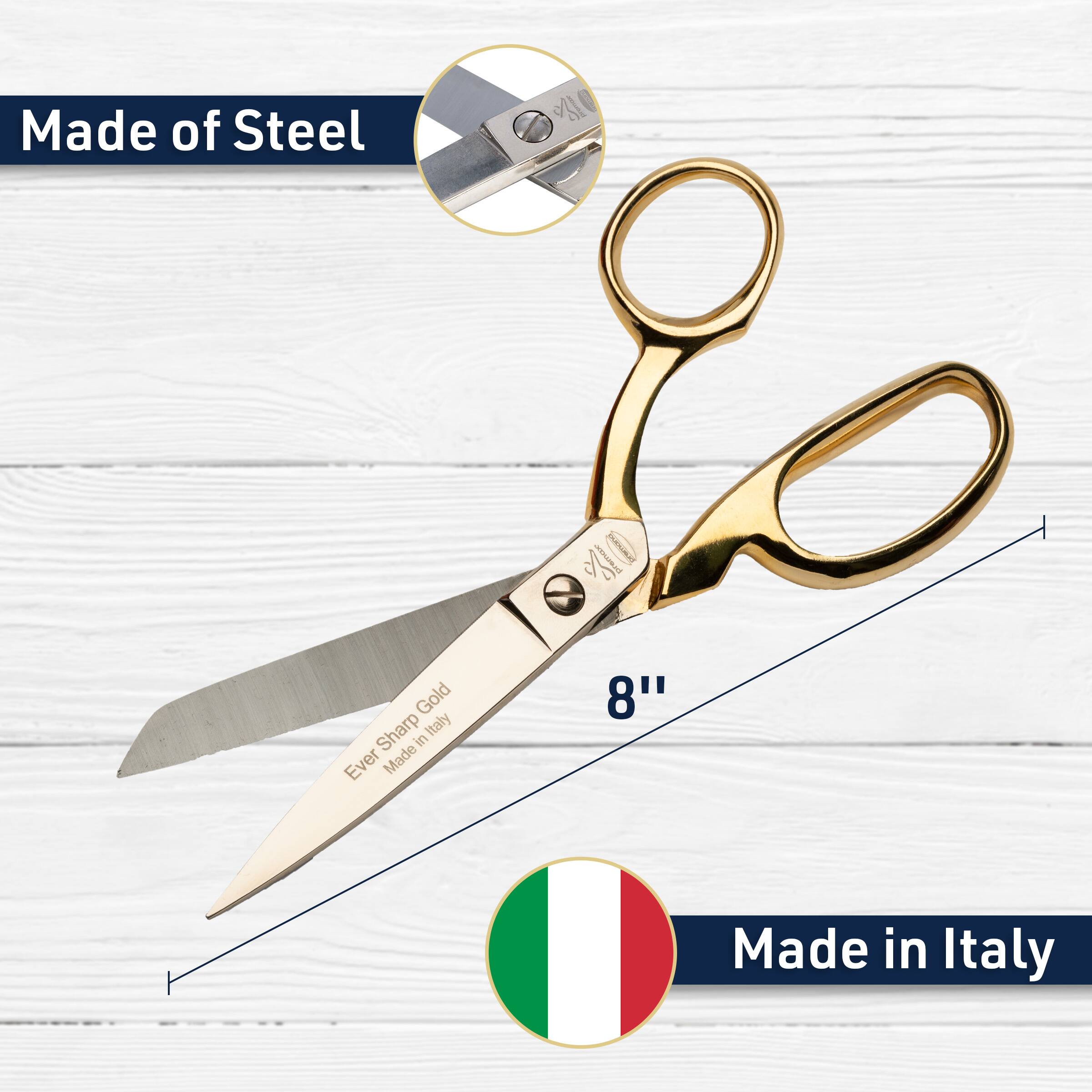 Kings County Tools 8 inch Sharp Steel Fabric Scissors Silver and Gold ...