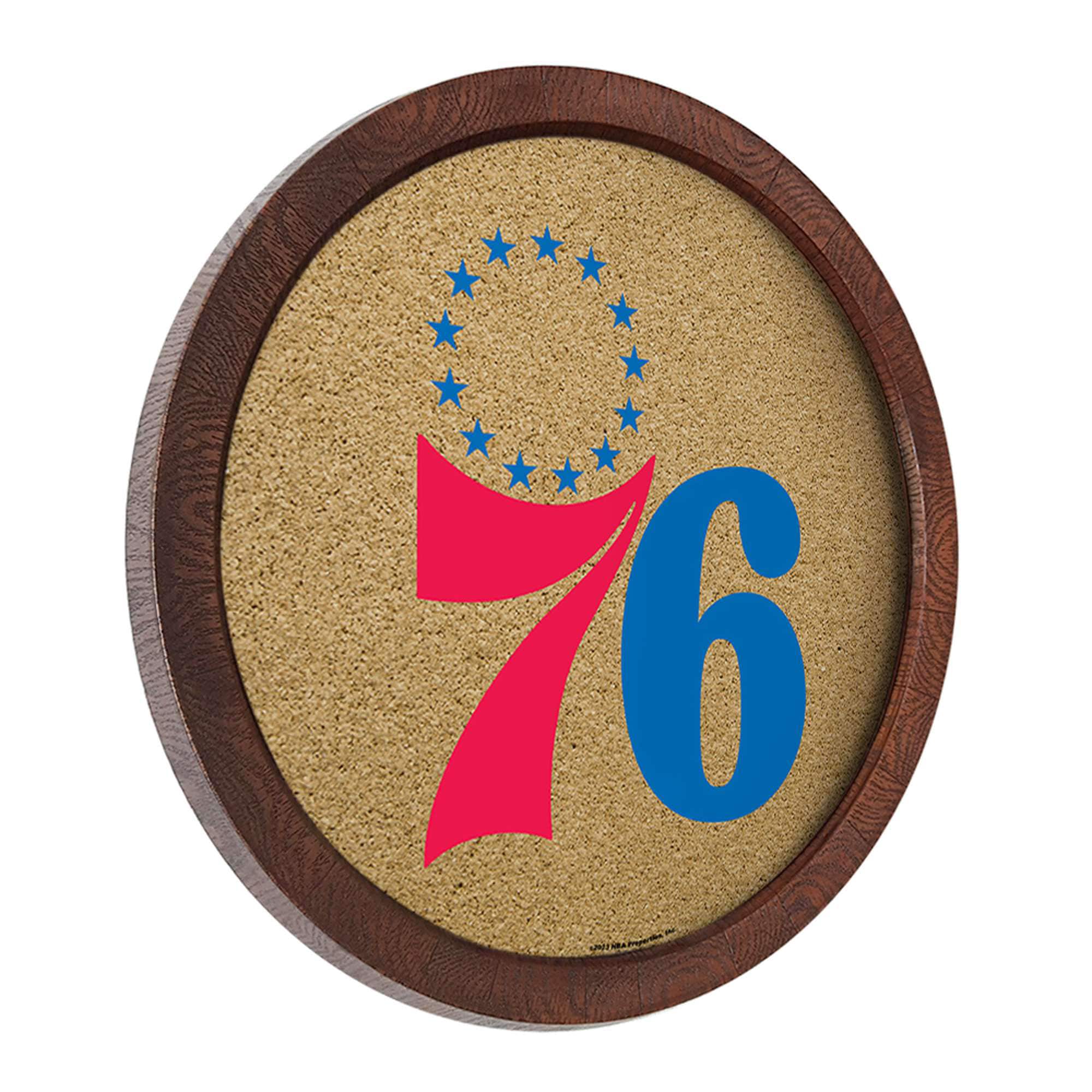 The Fan Brand Philadelphia 76ers 20.25'' Round Faux Barrel Framed Cork ...
