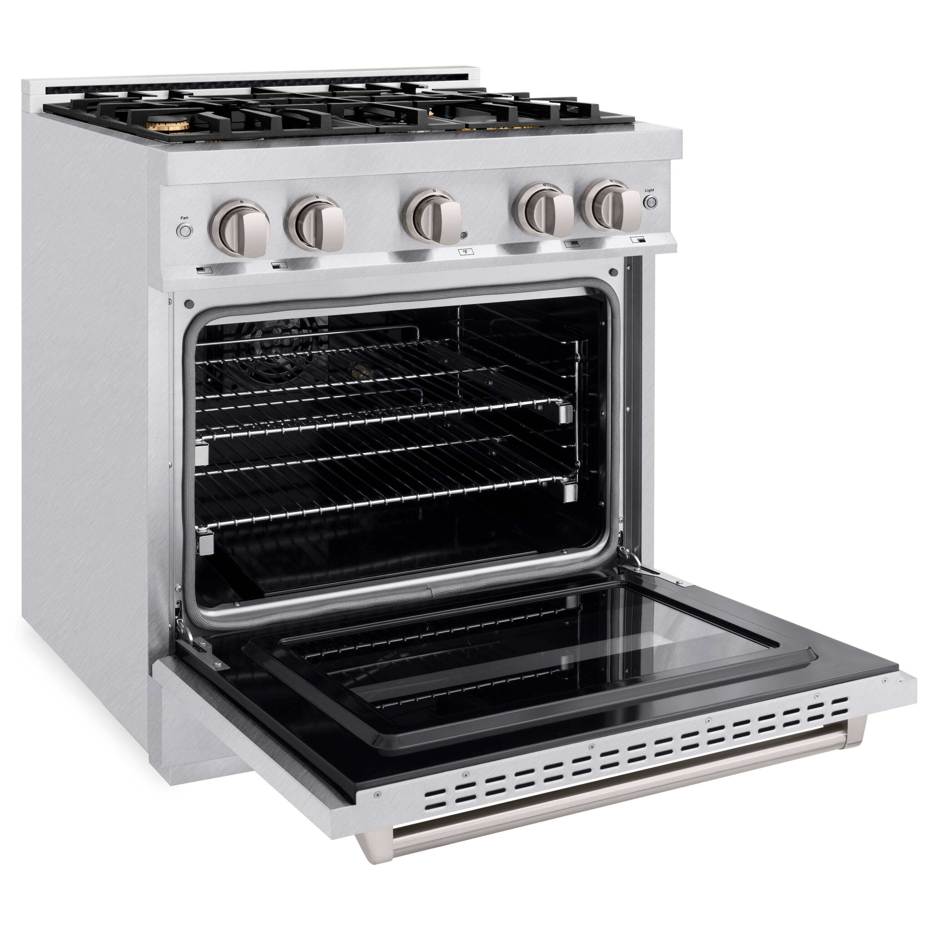 ZLINE 30 in. Classic Satin Steel Stainless Gas Range w/ Convection Oven ...