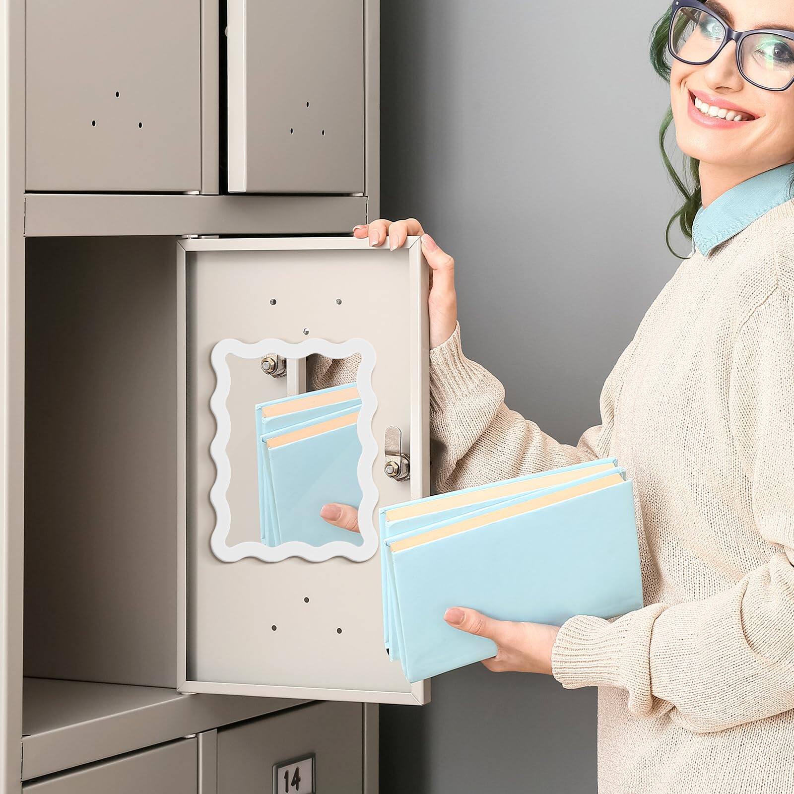 Pacoar Cade Scalloped Magnetic Locker Mirror Small Real Makeup With ...