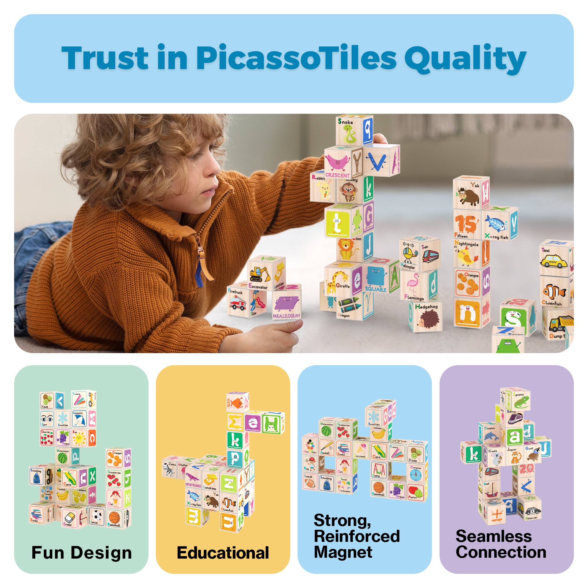 PicassoTiles PICASSO TILES 36 PC Letter, Alphabet, Number Magnetic ...