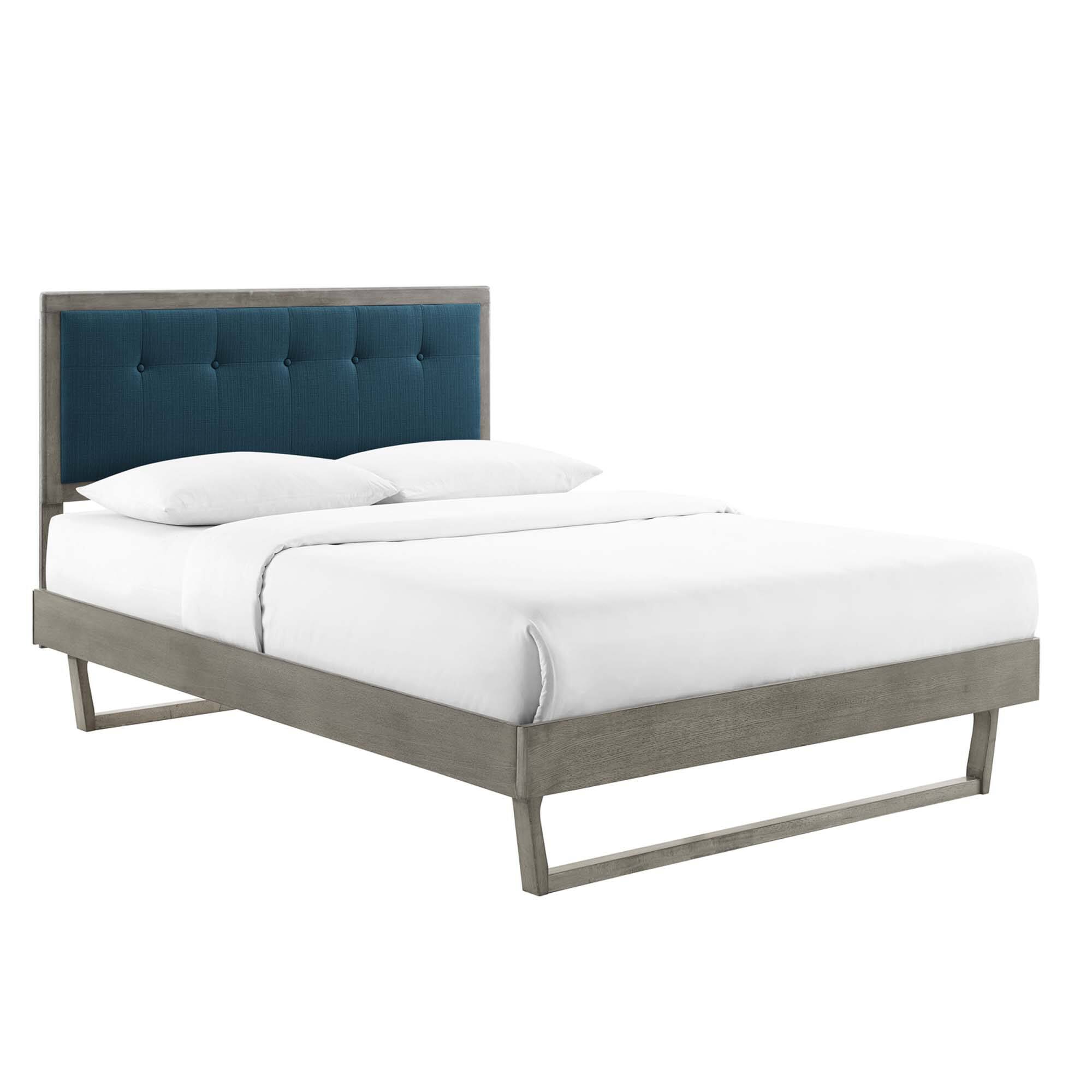 Modway Willow Wood Platform Bed With Angular Frame Gray Azure MOD-6384 ...