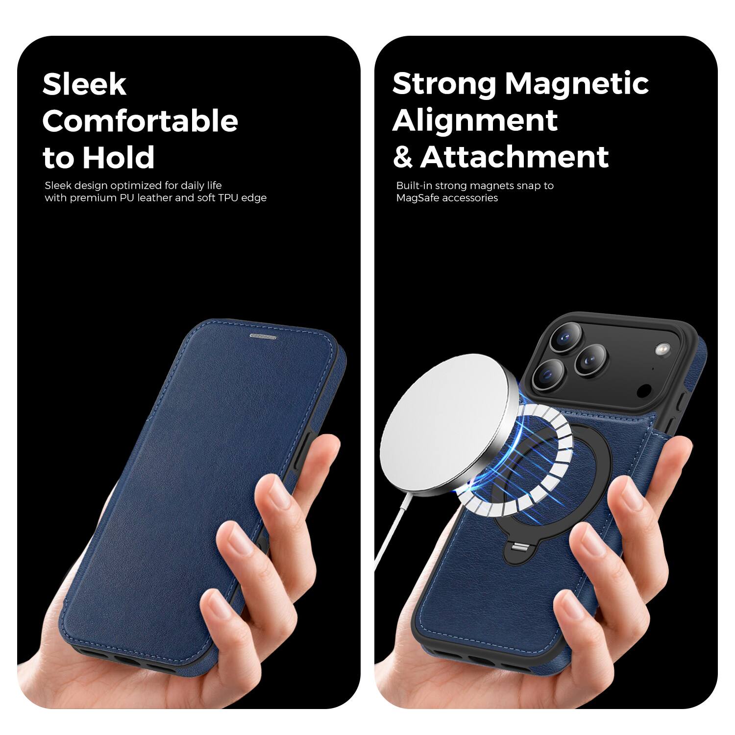 Dteck For Apple iPhone 17 Pro Max Shockproof Leather RFID Blocking Card ...